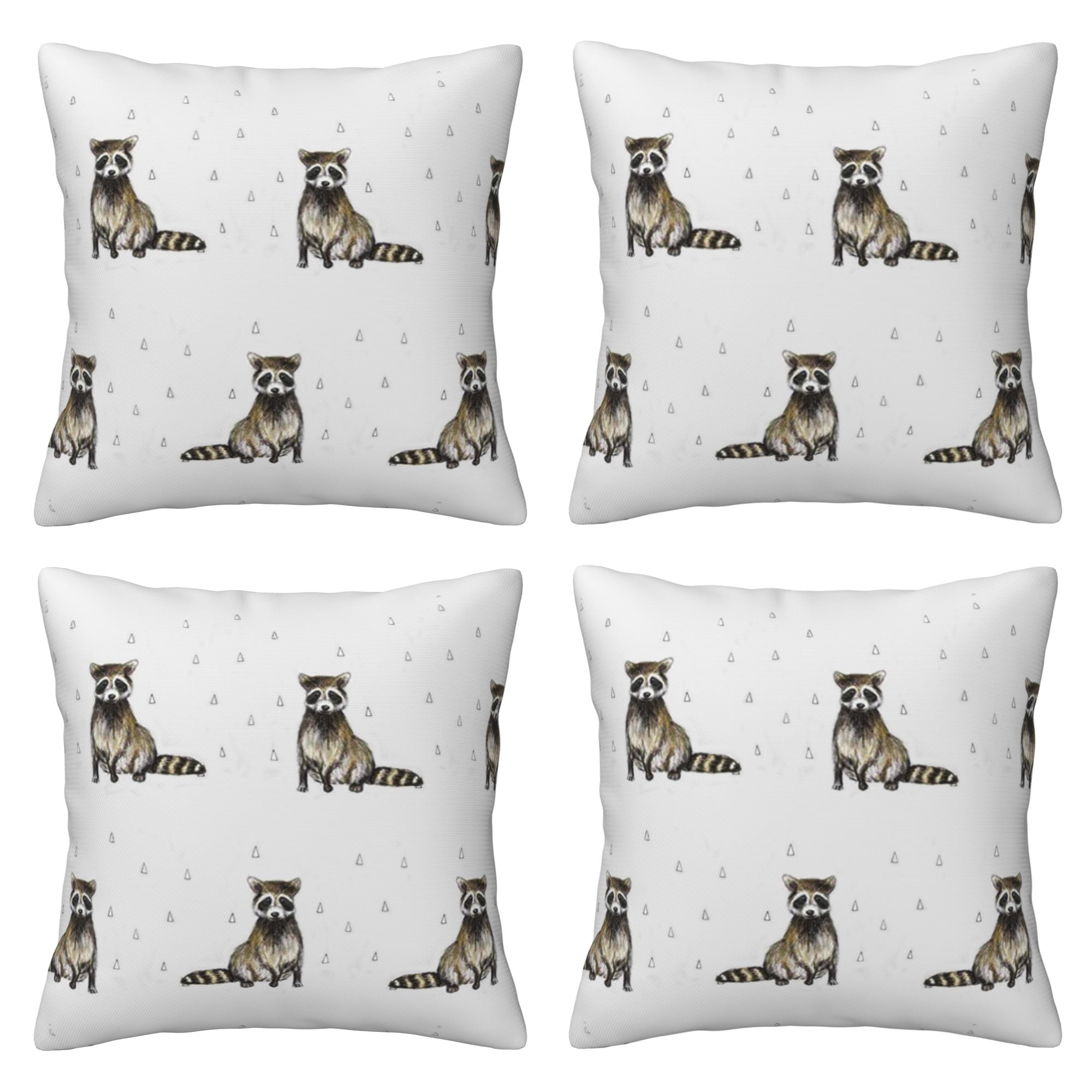 Home Throw Pillow Covers Two Sides Printed raccoon Decor Sofa Living ...