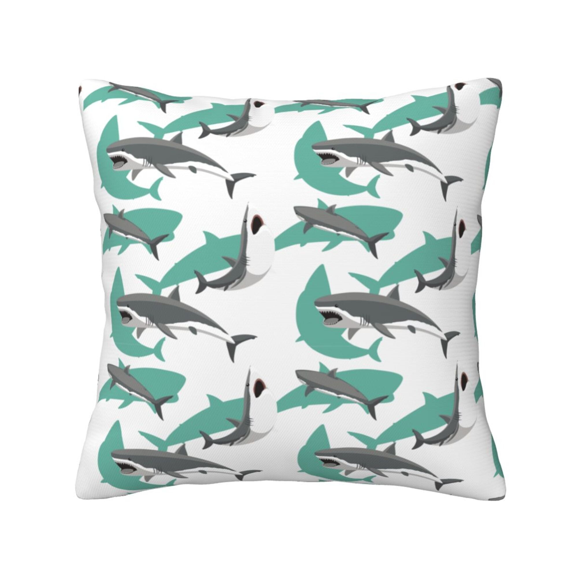 Home Throw Pillow Covers Two Sides Printed shark Decor Sofa Living Room ...