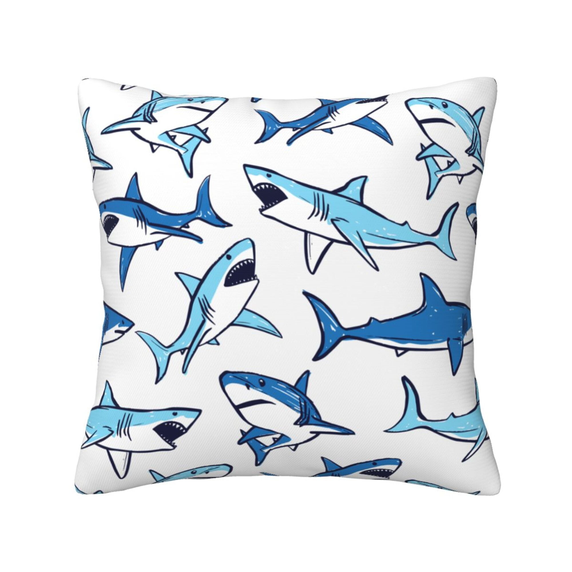 Home Throw Pillow Covers Two Sides Printed shark Decor Sofa Living Room ...