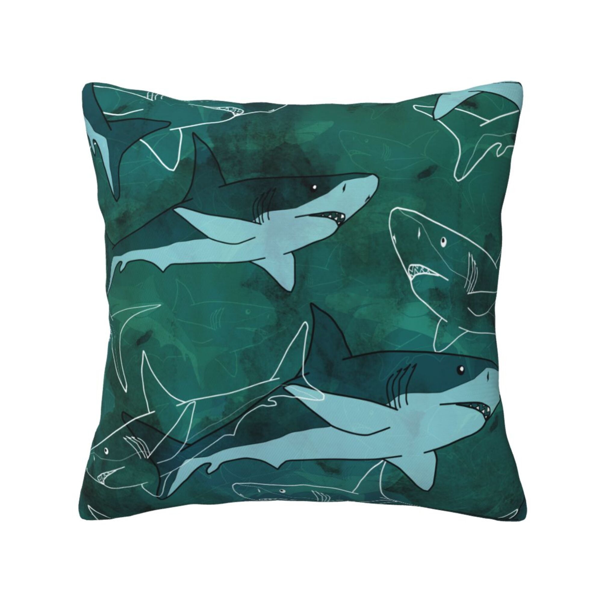 Home Throw Pillow Covers Two Sides Printed shark Decor Sofa Living Room ...
