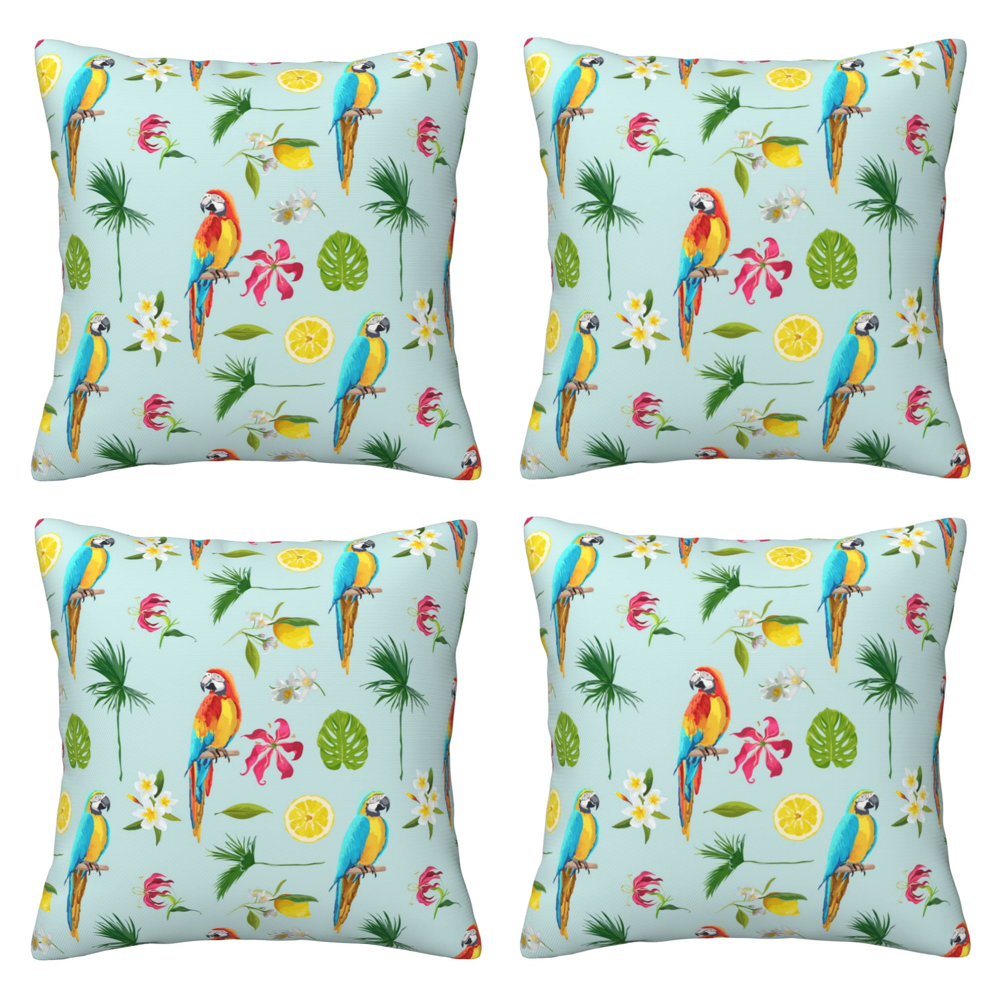 Home Throw Pillow Covers Two Sides Printed tropical parrots Decor Sofa ...