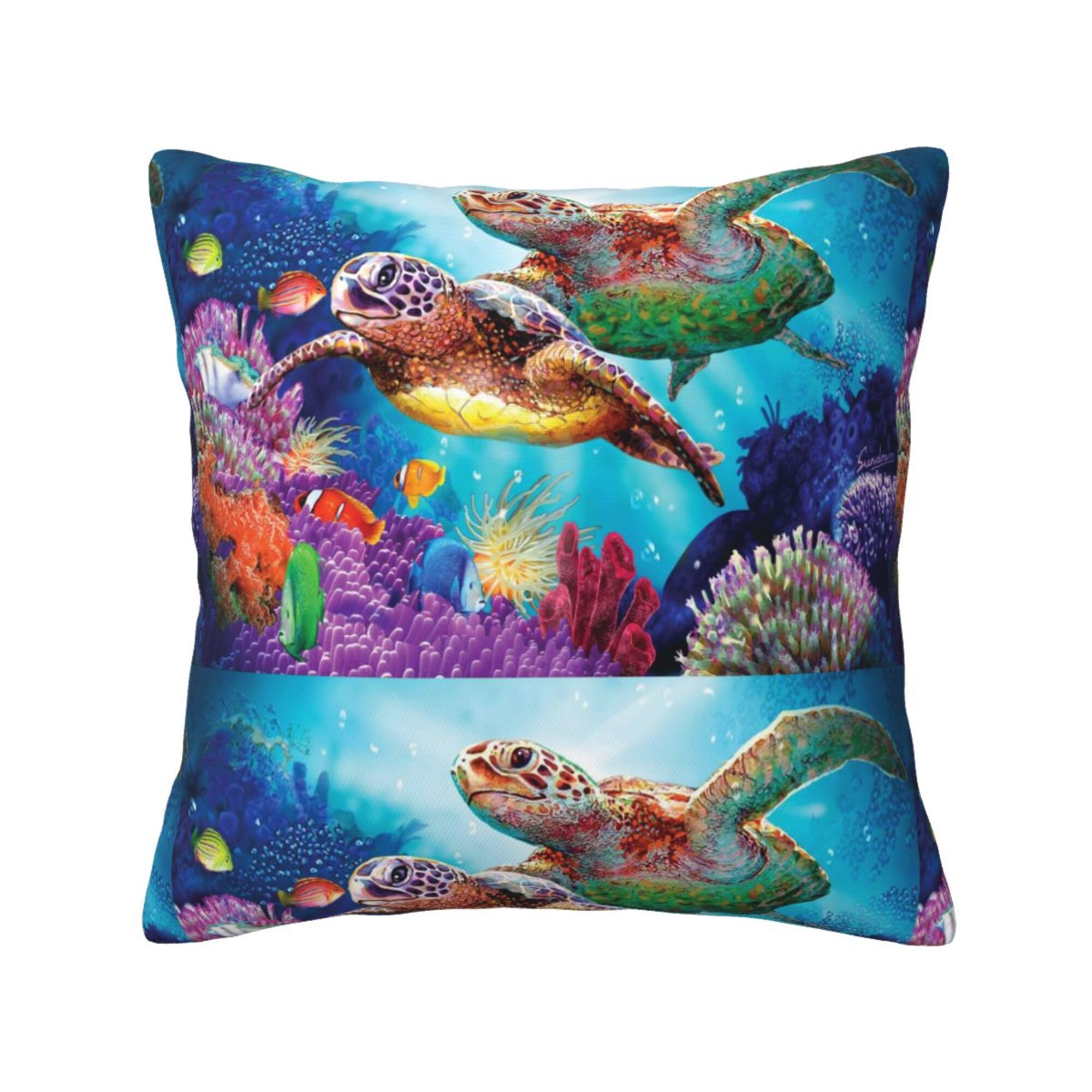 Home Throw Pillow Covers Two Sides Printed turtle underwater world ...
