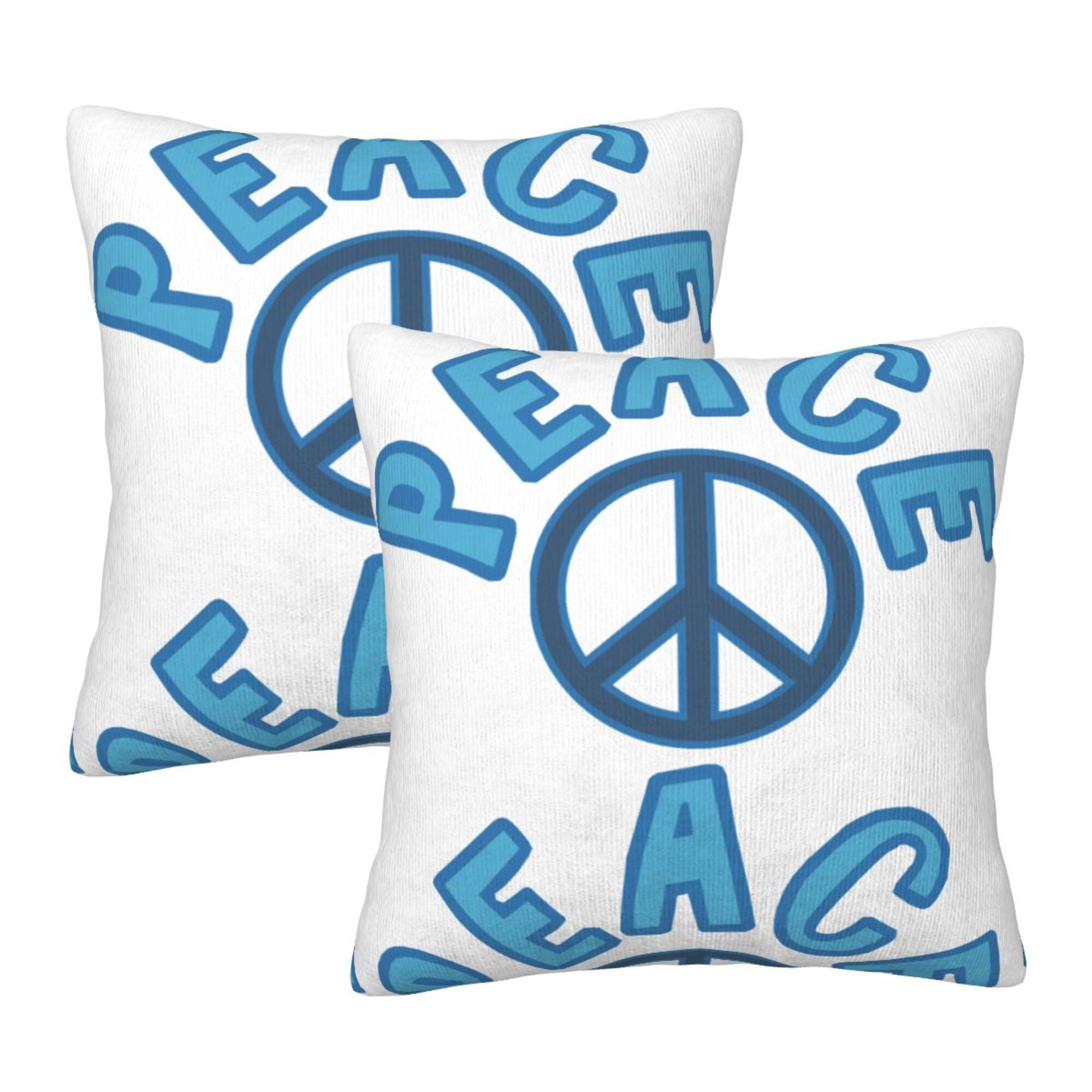 Home Throw Pillow Covers World Peace Sign Square Thick Throw Pillow ...