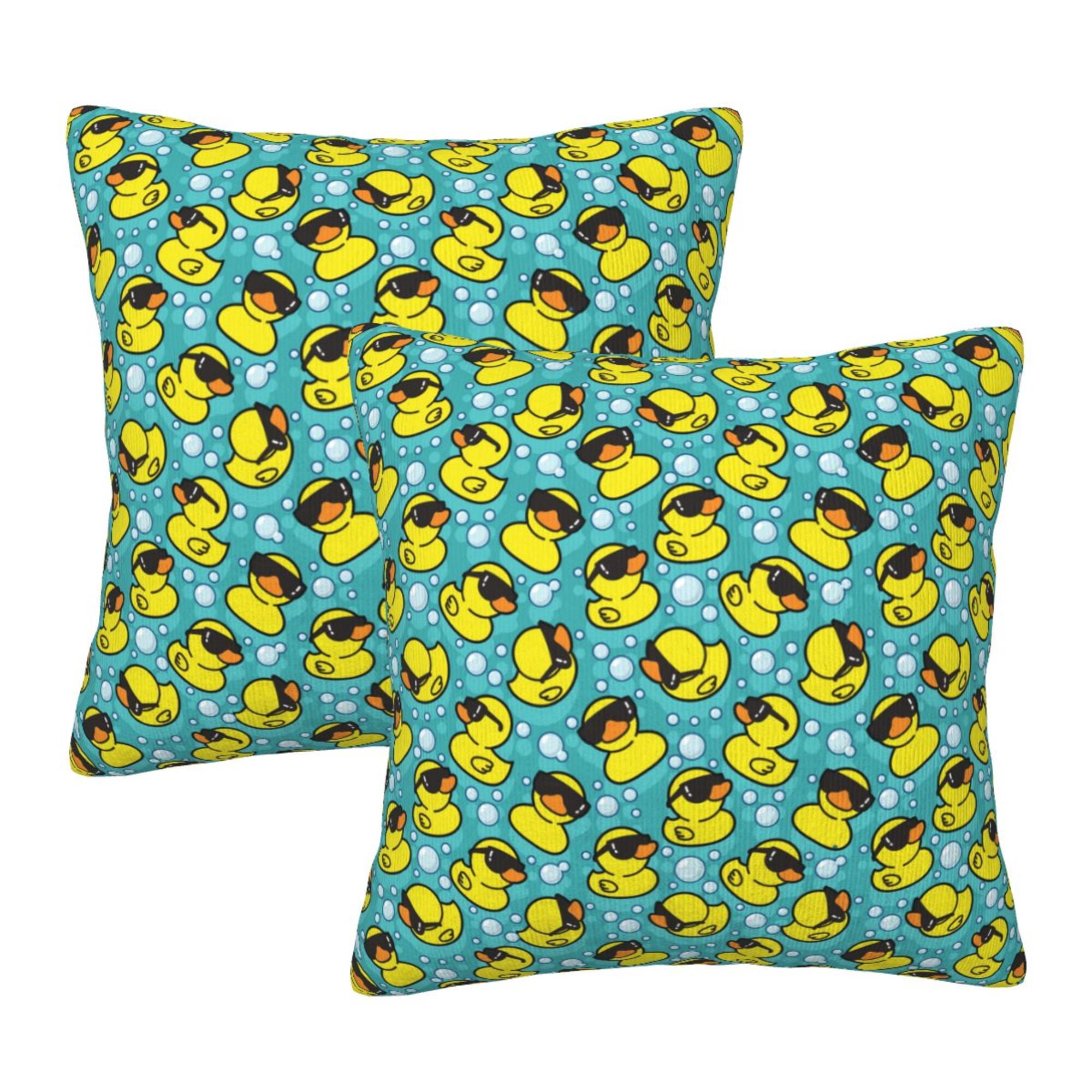 Home Throw Pillow Covers Yellow Duck Sunglasses Teal Blue Square Thick ...