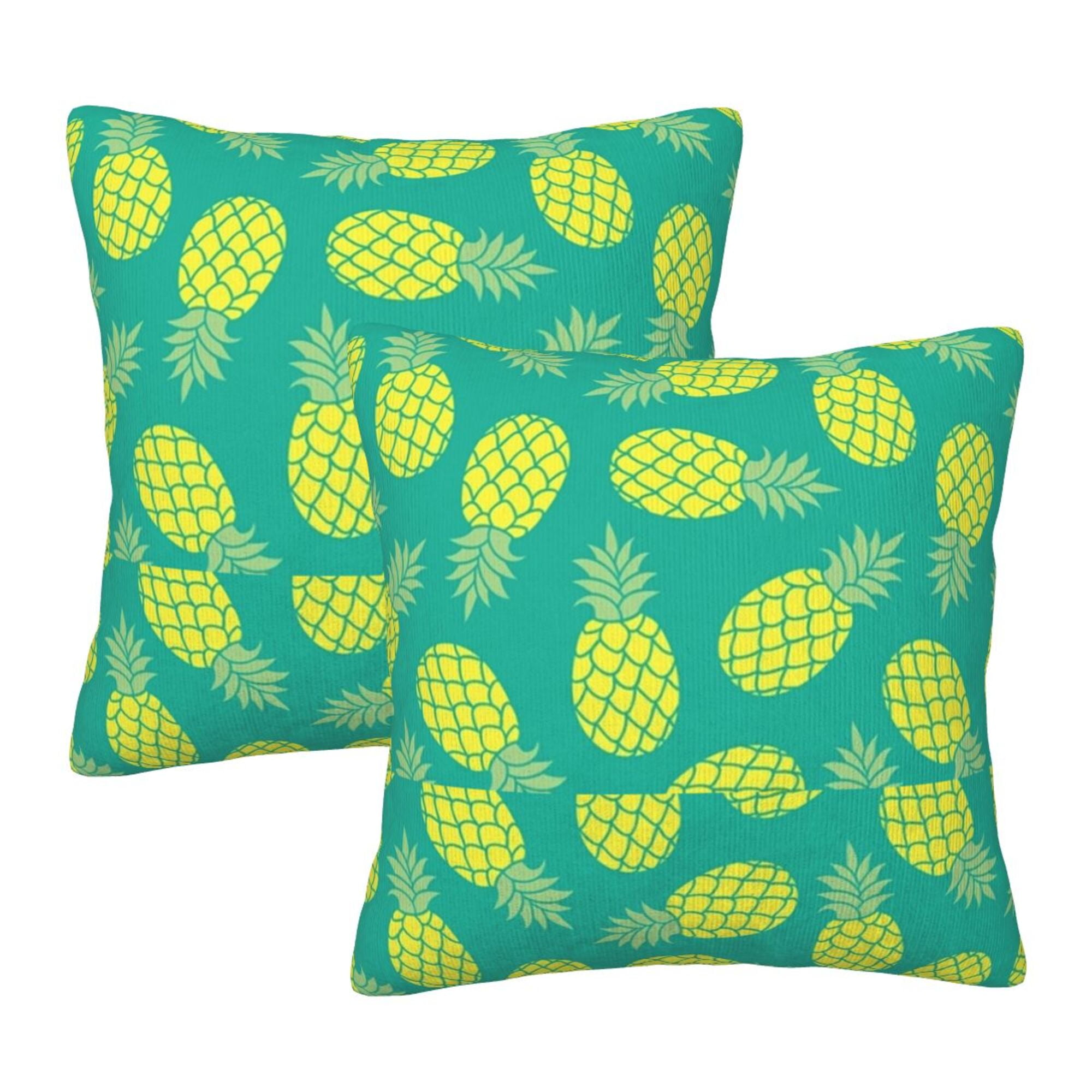 Home Throw Pillow Covers Yellow Pineapple Pattern Green Background ...