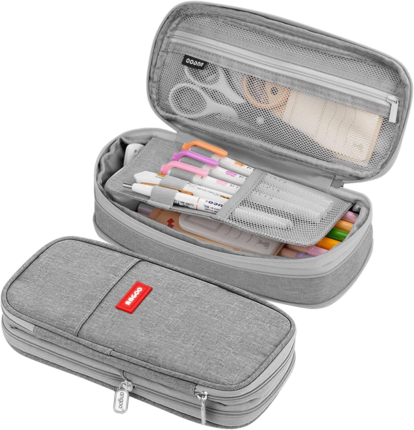 HomeTimes Expandable Pencil Case, Light Grey Canvas, Large Storage ...