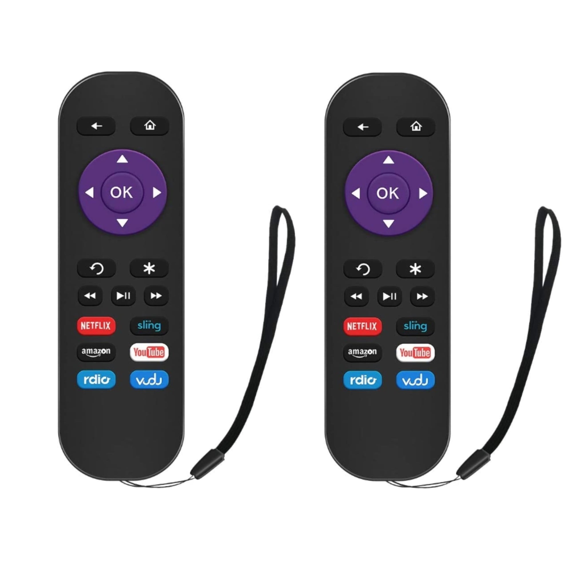 Home Times Remote Control with Accessories for Roku, Black, 2 Count ...