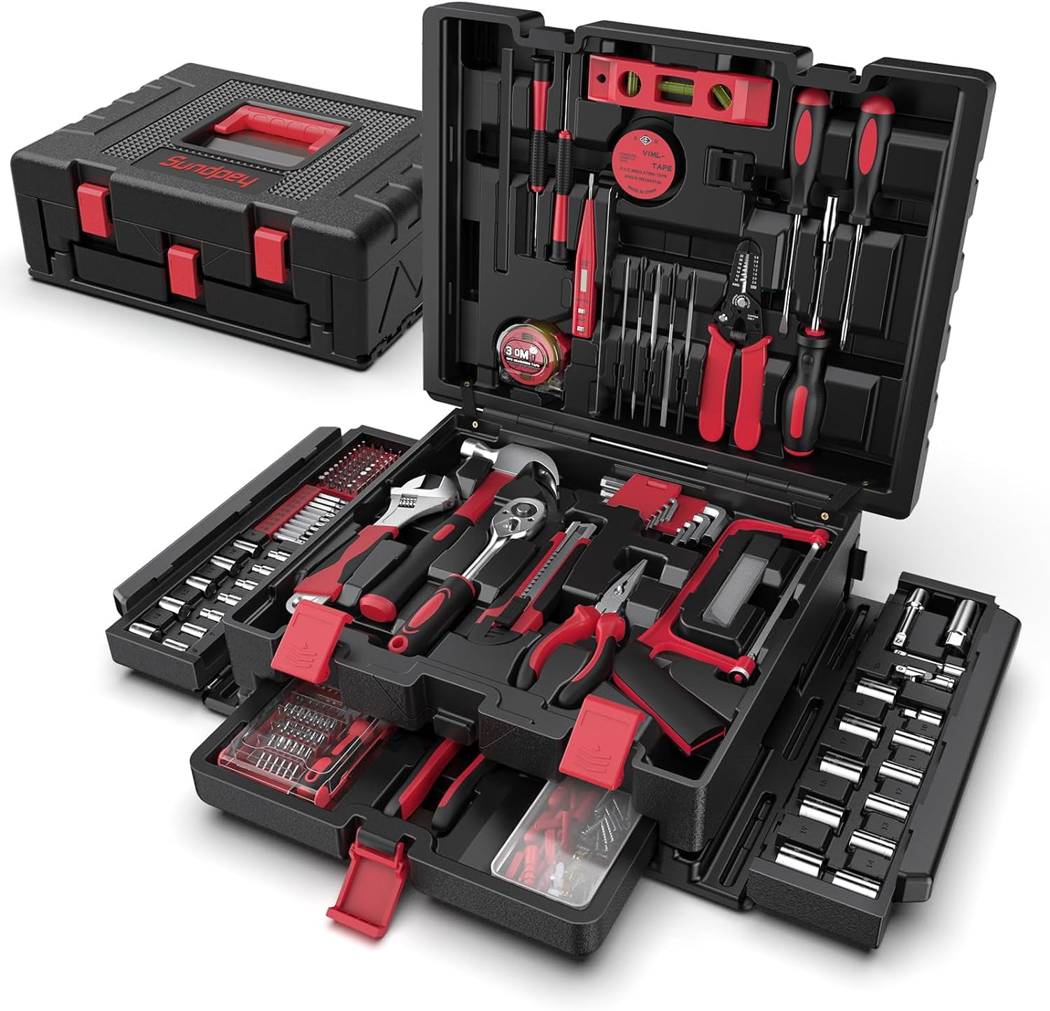 Home Tool Kit with Drawer - 379-PCs Portable Complete Household and ...