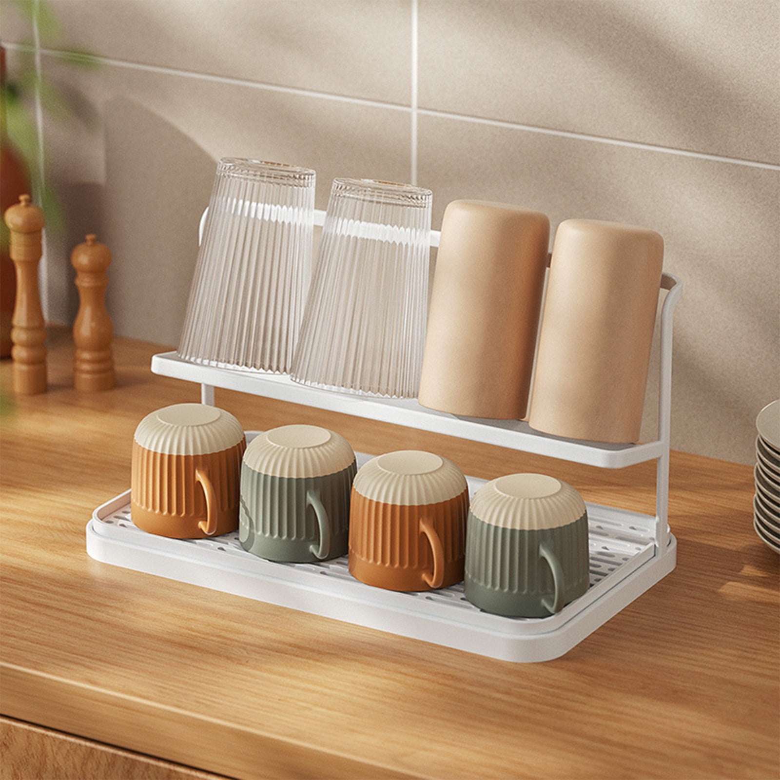 Home Tower Countertop Two Tier Bottle Drying Rack, Wide Jug Storage ...