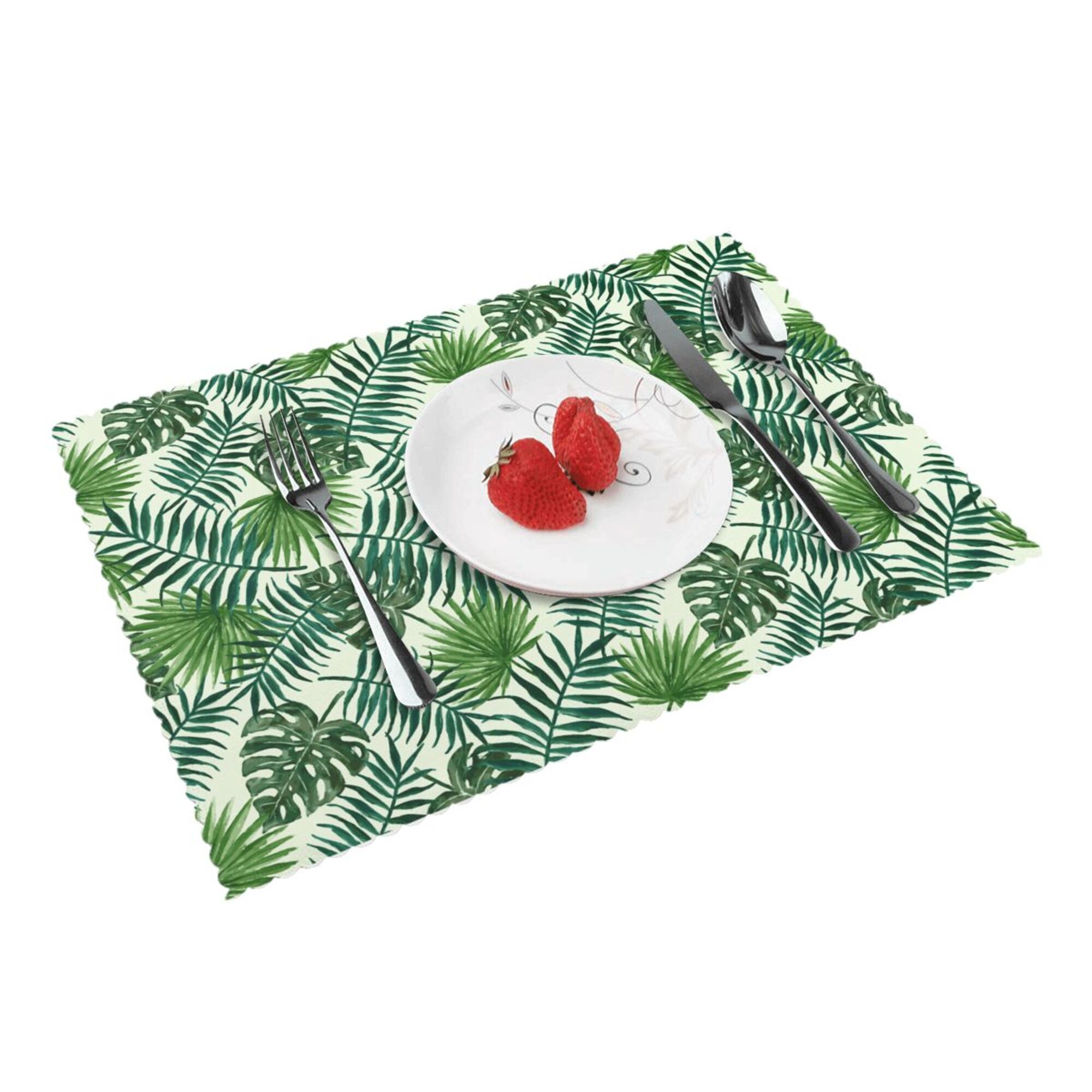 Home Tropical Palm Tree Leaves Wallpaper Placemats Set Of 4 Washable ...