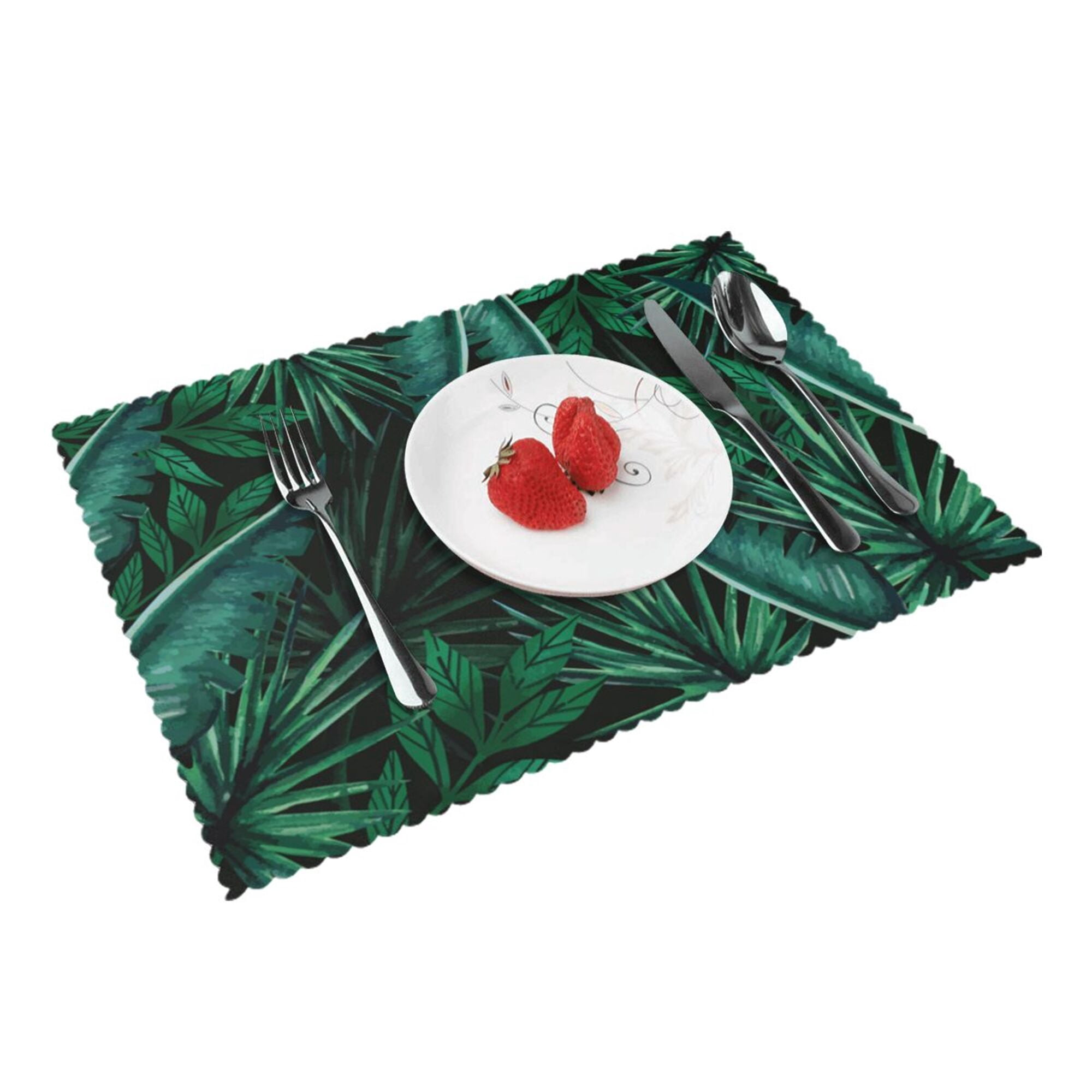 Home Tropical Plant Leaves Placemats Set Of 4 Washable Wipeable Place ...