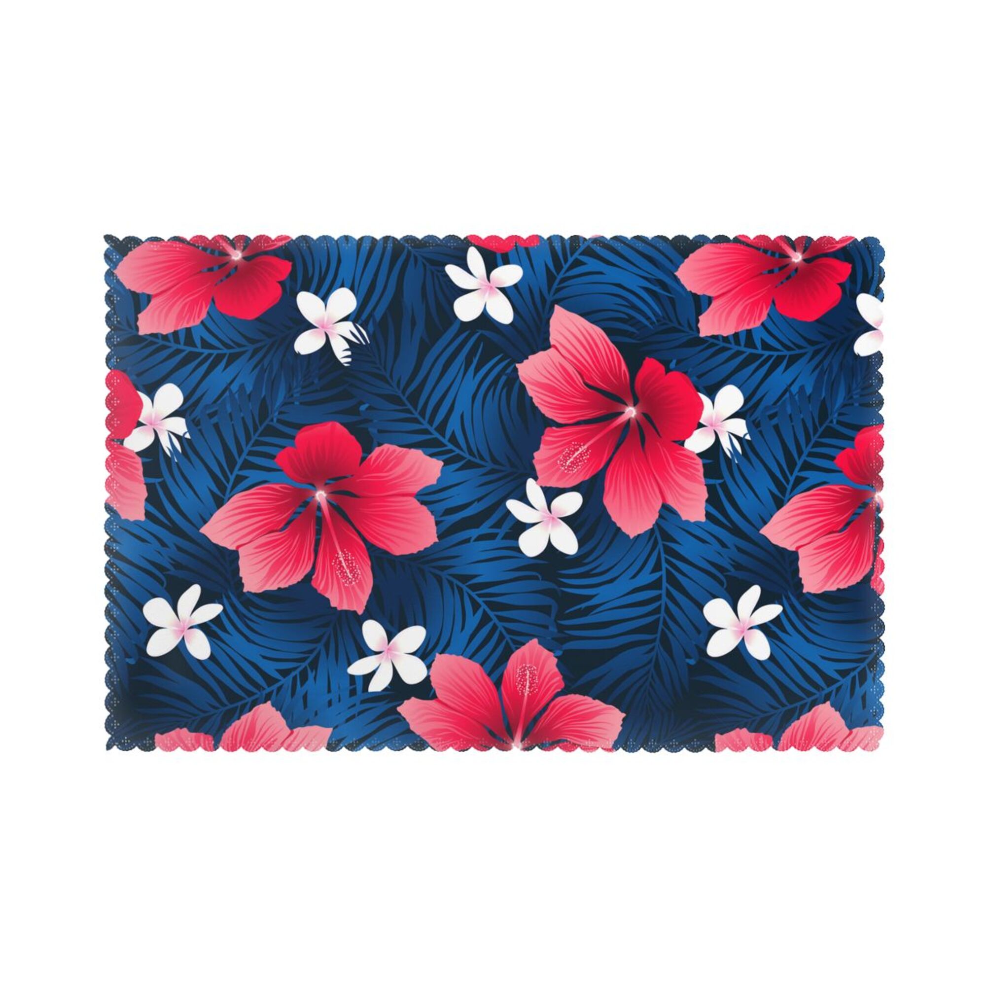 Home Tropical Red Hibiscus Flowers In A Seamless Pattern Placemats Set ...