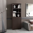 Home Two-Door Bookcase with 2 Open Shelves and Concealed Storage, Tall ...