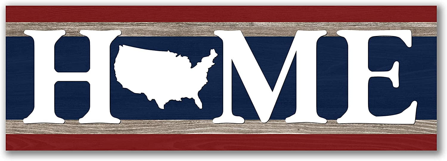 Home US Red White Blue Rustic Wood Wall Sign 6x18 - Walmart.com