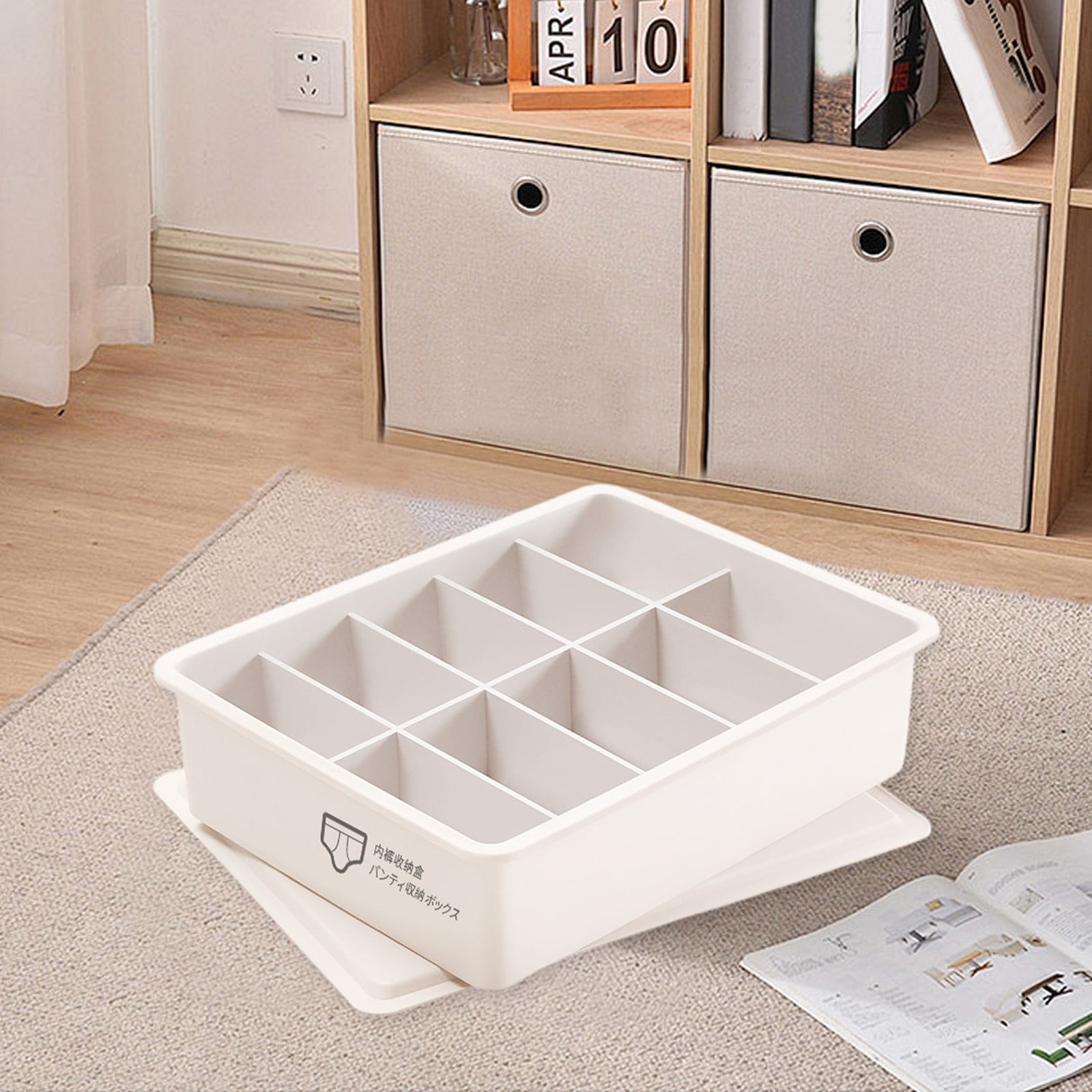 Home Underwear Storage Box Drawer Organizer Compartment with Lid Panty ...