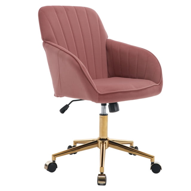 Home Velvet Upholstered Home Office Chair with Wheels- Modern Ergonomic ...