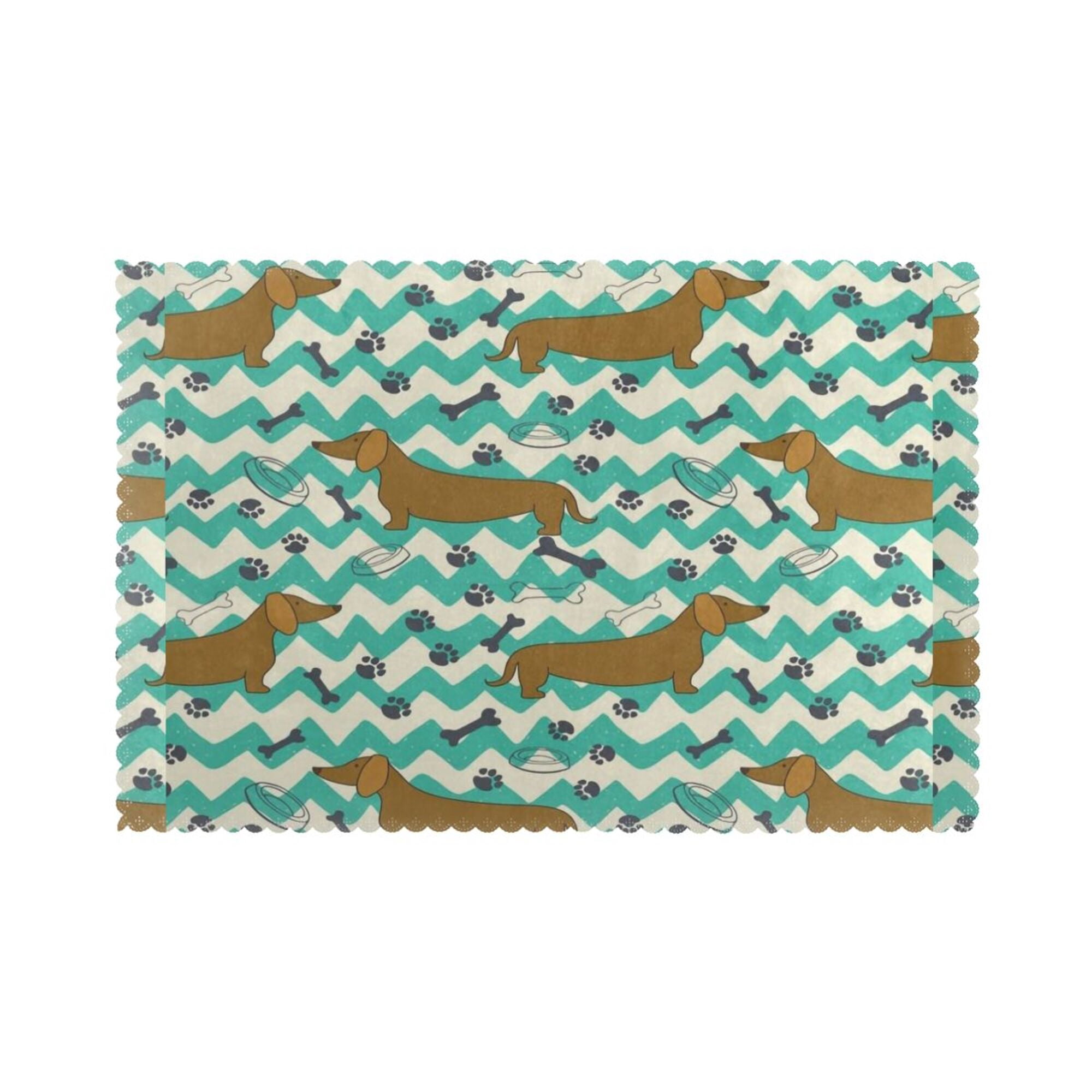 Home Vintage Dachshund Dog Paw Print Placemats Set Of 6 Washable ...