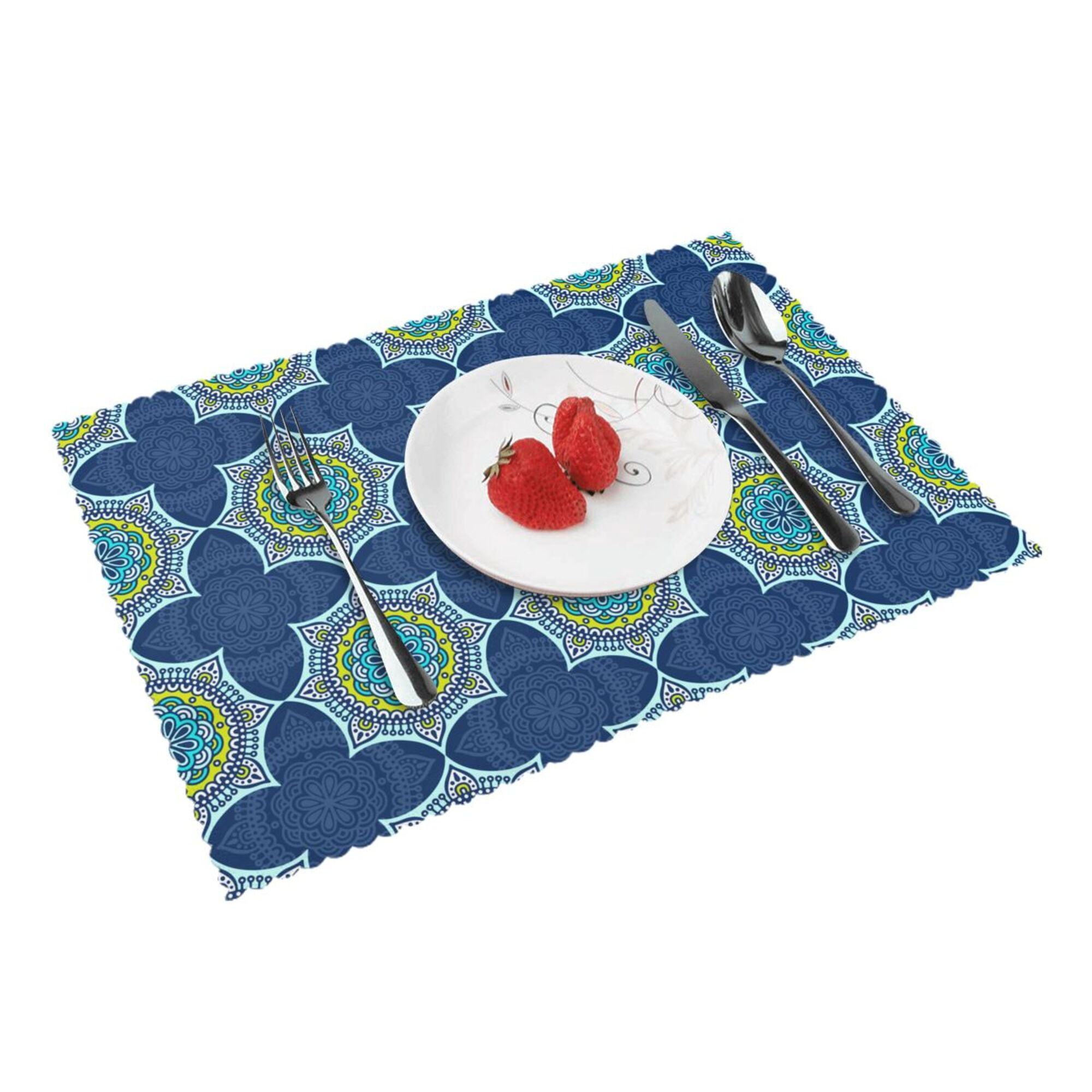 Home Vintage Decorative Pattern Placemats Set Of 4 Washable Wipeable ...