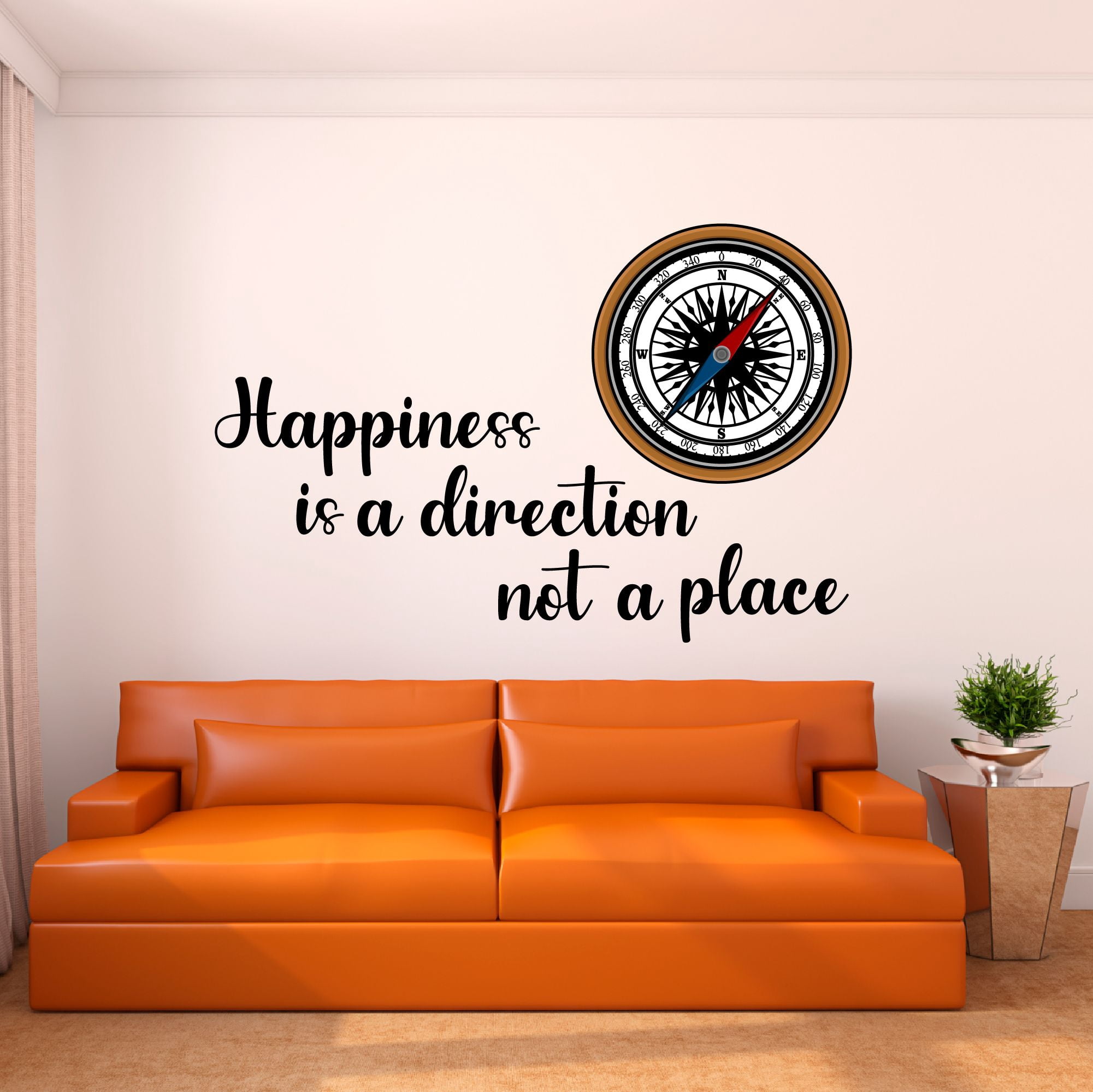 Home Wall Decal - Happiness is Direction - Vibrant Quote Design Cute ...
