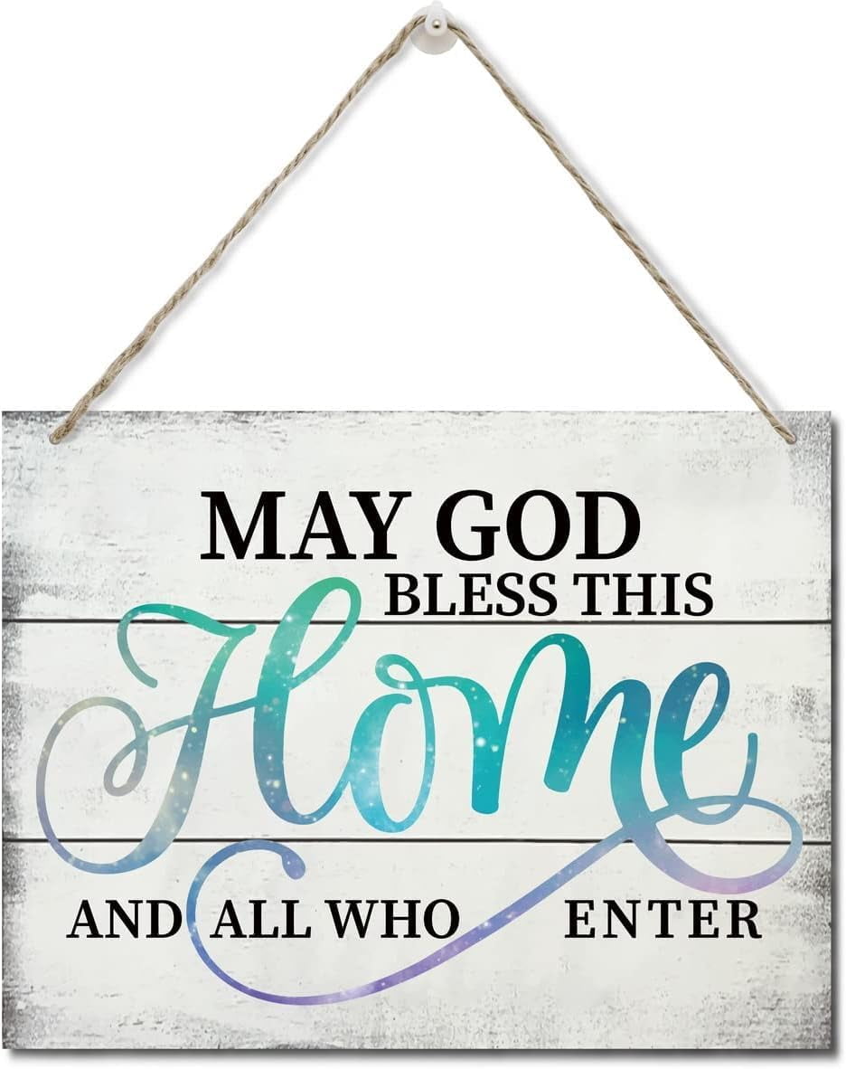 Home Wall Decor May God Bless This Home And All Who Enter Rustic Hanging Wall Plaque Wood Signs ...