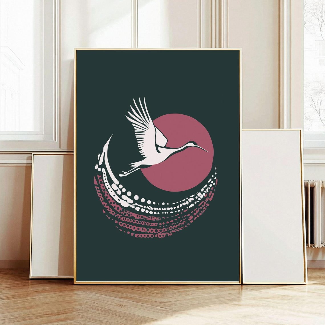 Home Wall Decoration, Japanese Crane Art Print, Retro Aesthetic Poster ...