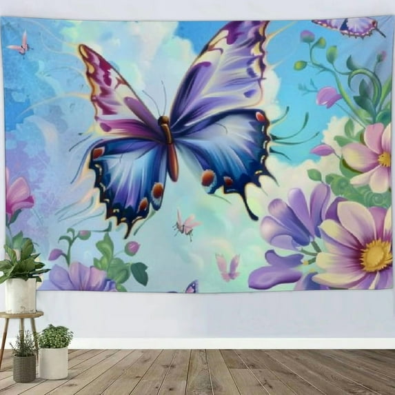 Home Wall Tapestry Art, butterfly flowers fantasy art Print Tapestry ...