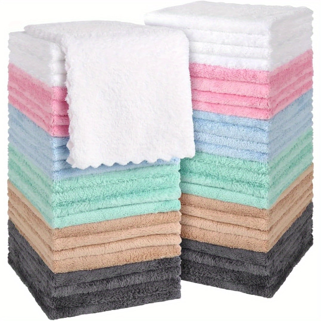 Home Washcloths 20 Pack 10x10 Inches Microfiber Coral Fleece Extra ...