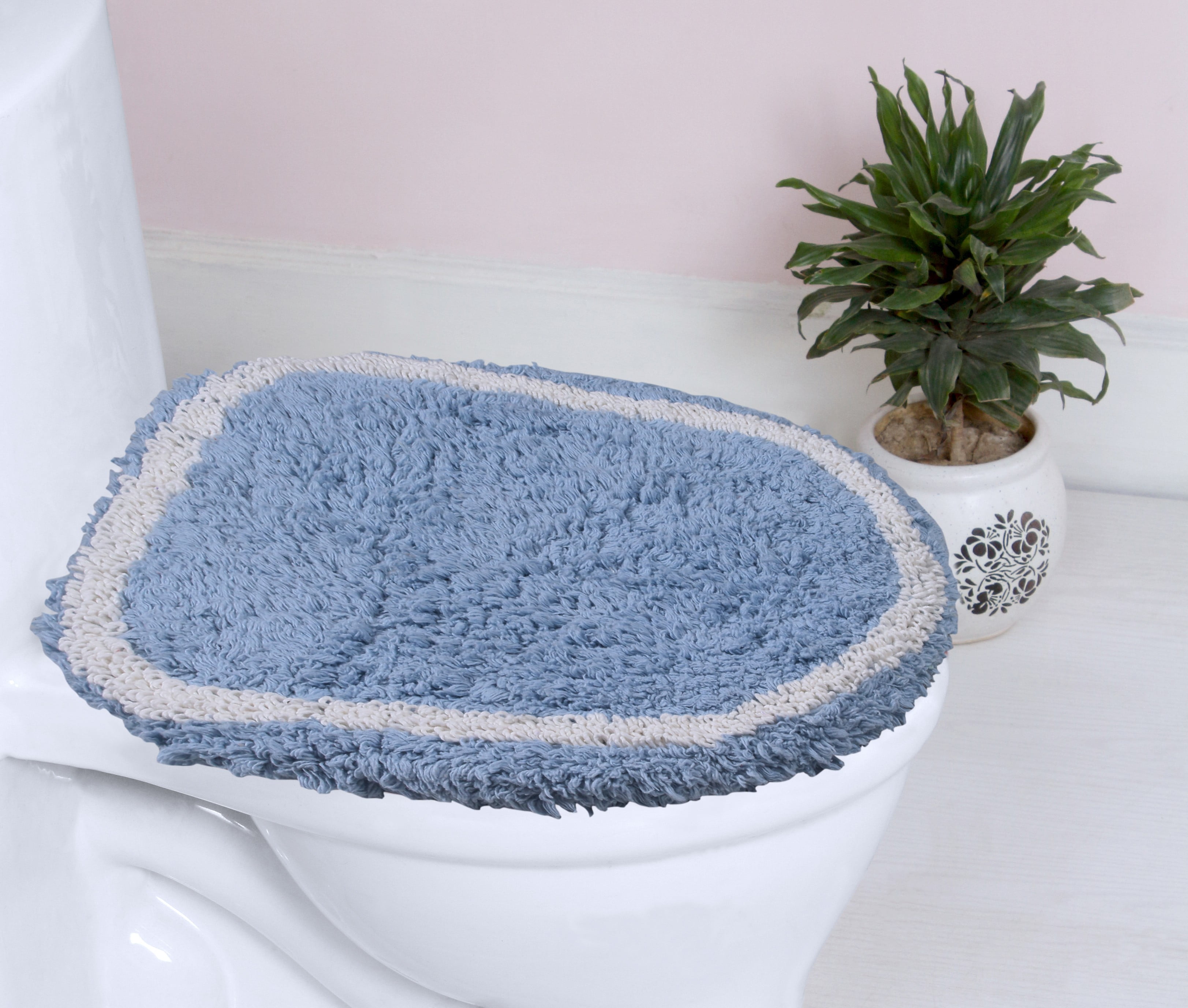 Home Weavers Allure Bathroom Rug Toilet Lid Seat Cover, Elastic Edges ...
