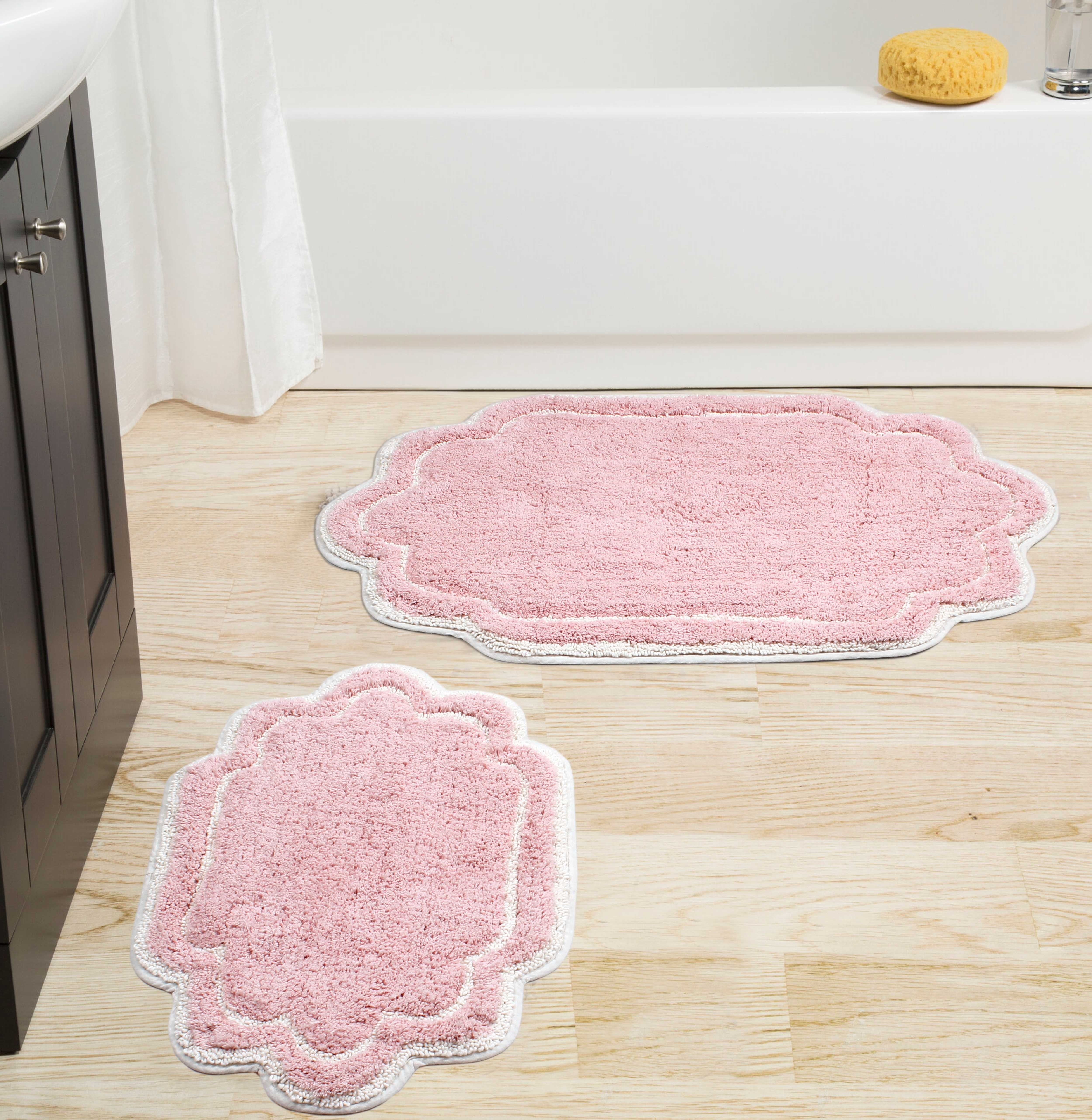 Home Weavers Allure Collection 100% Cotton Non-Slip Bathroom Rug Set ...