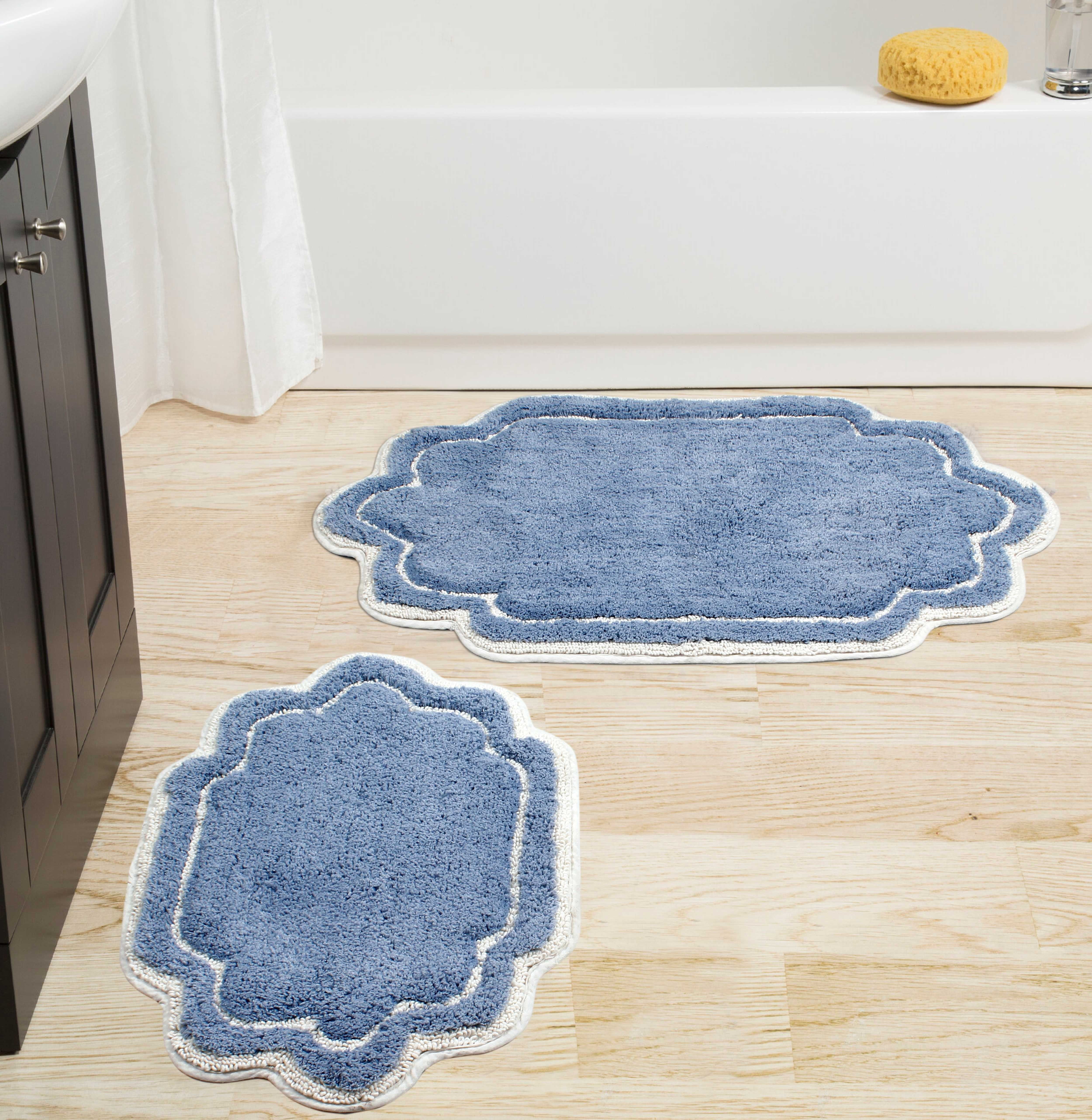 Home Weavers Allure Collection 100% Cotton Non-Slip Bathroom Rug Set ...