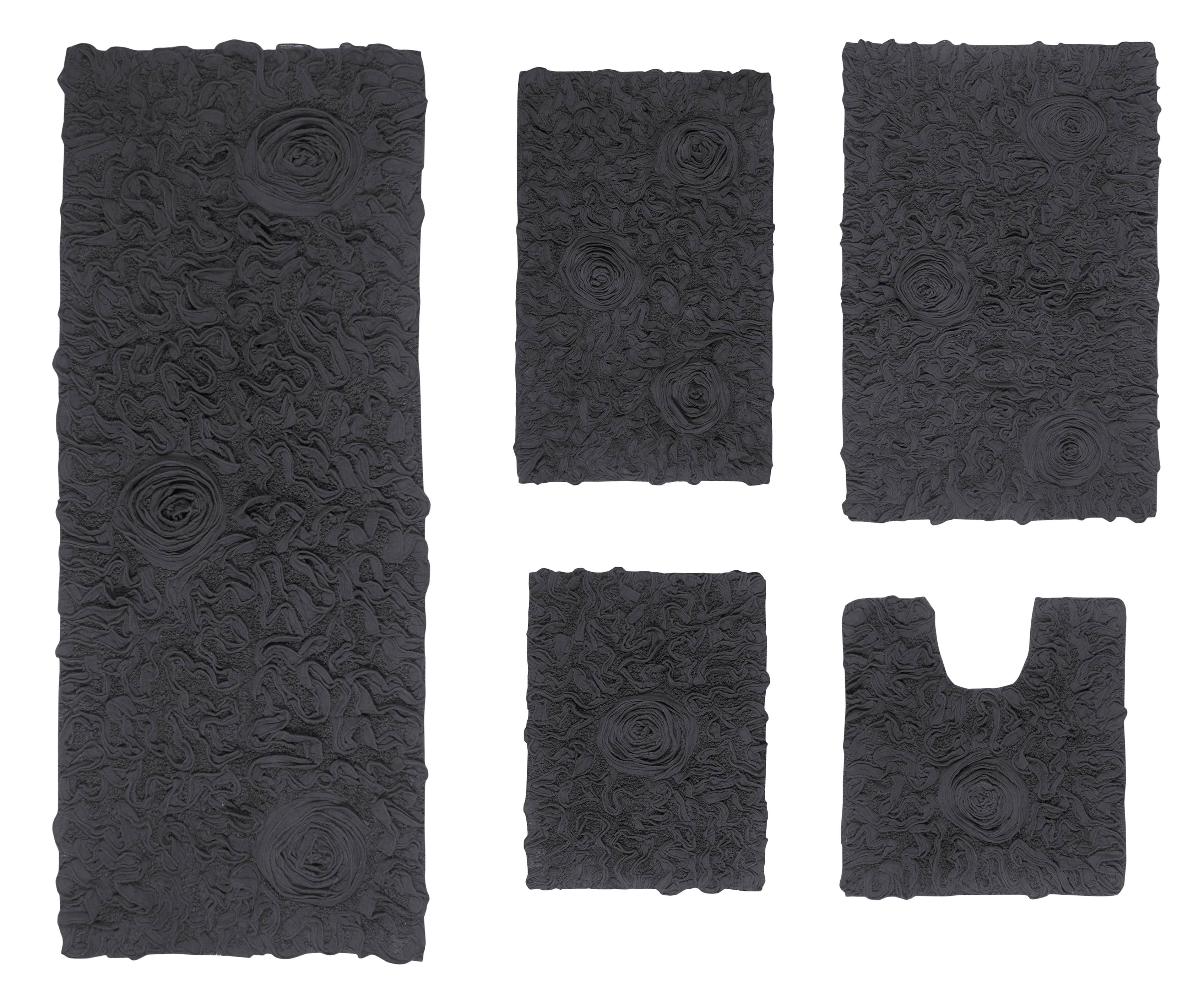 Home Weavers Bell Flower Collection 100% Cotton Non-Slip Bathroom Rug ...