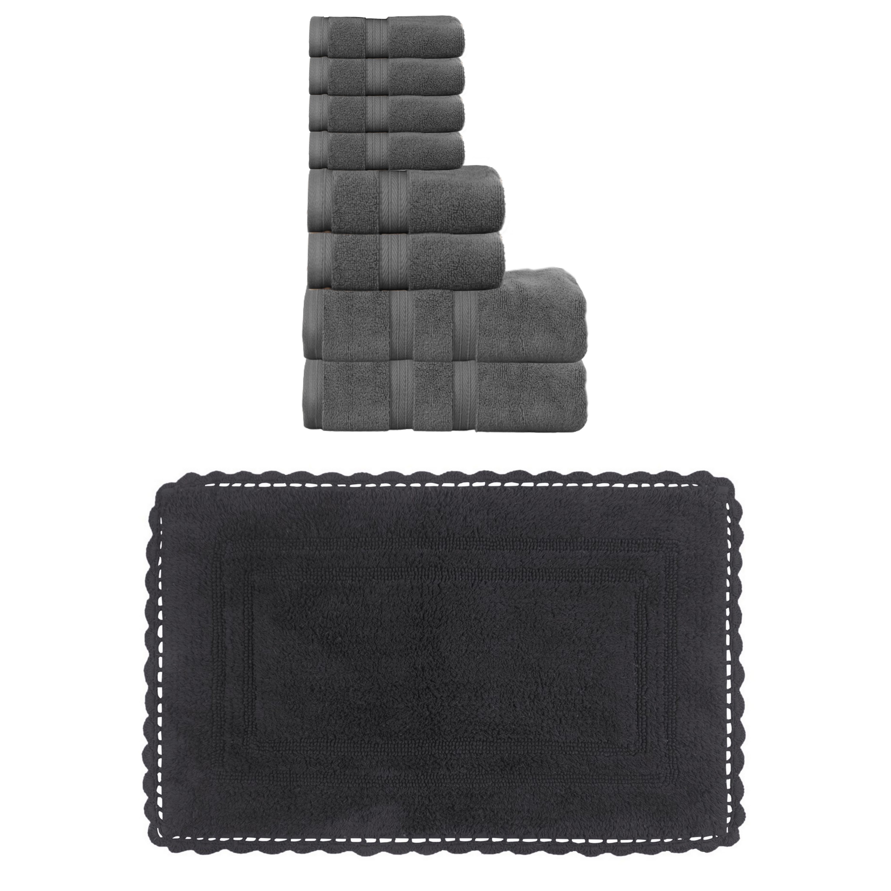 CHAPLLE Gold Glitter 3 Piece Bathroom Rugs Set Bath Rug Contour Mat and ...