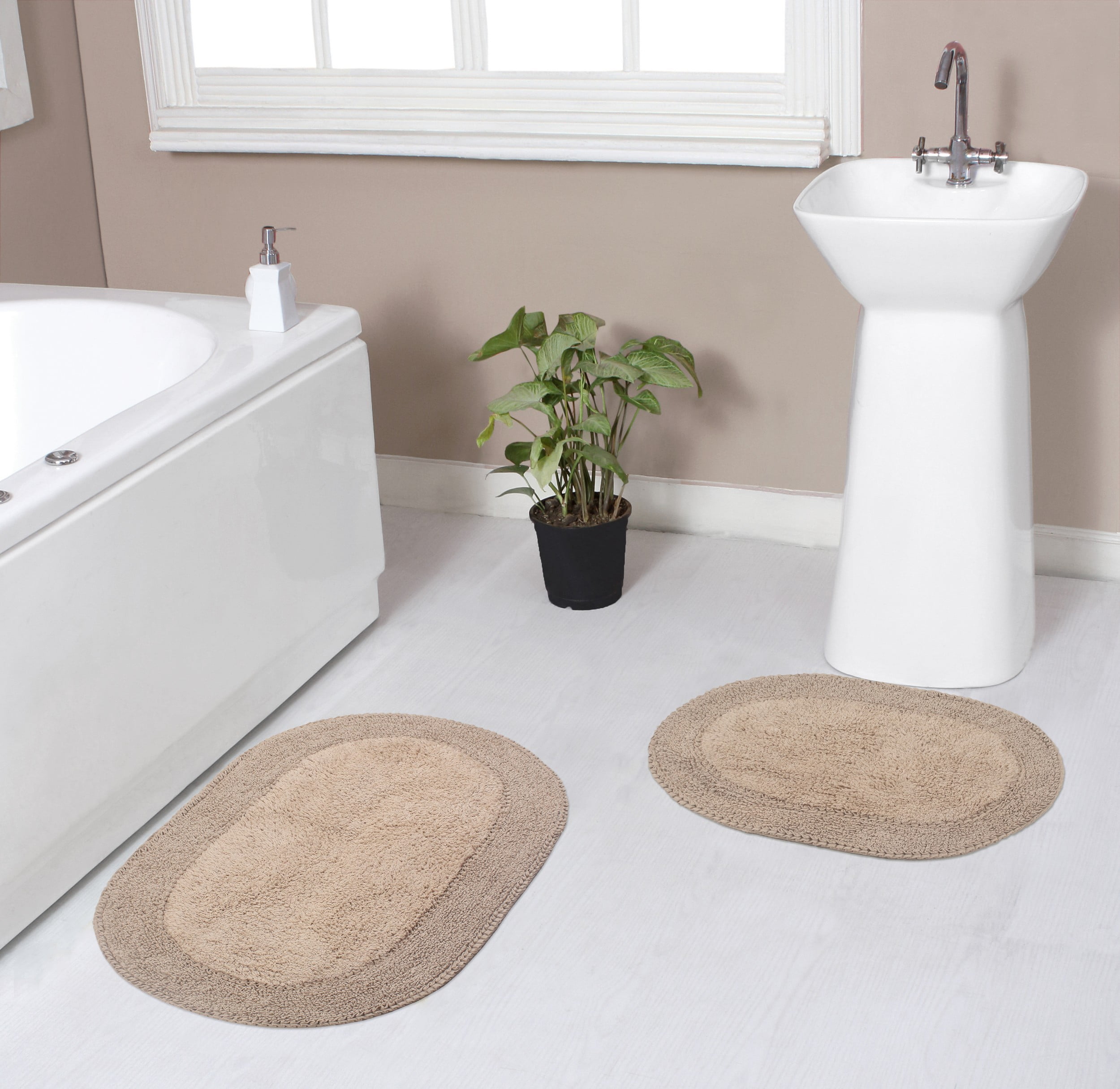 Home Weavers Double Ruffle Collection 100% Cotton Non-Slip Bathroom Rug ...