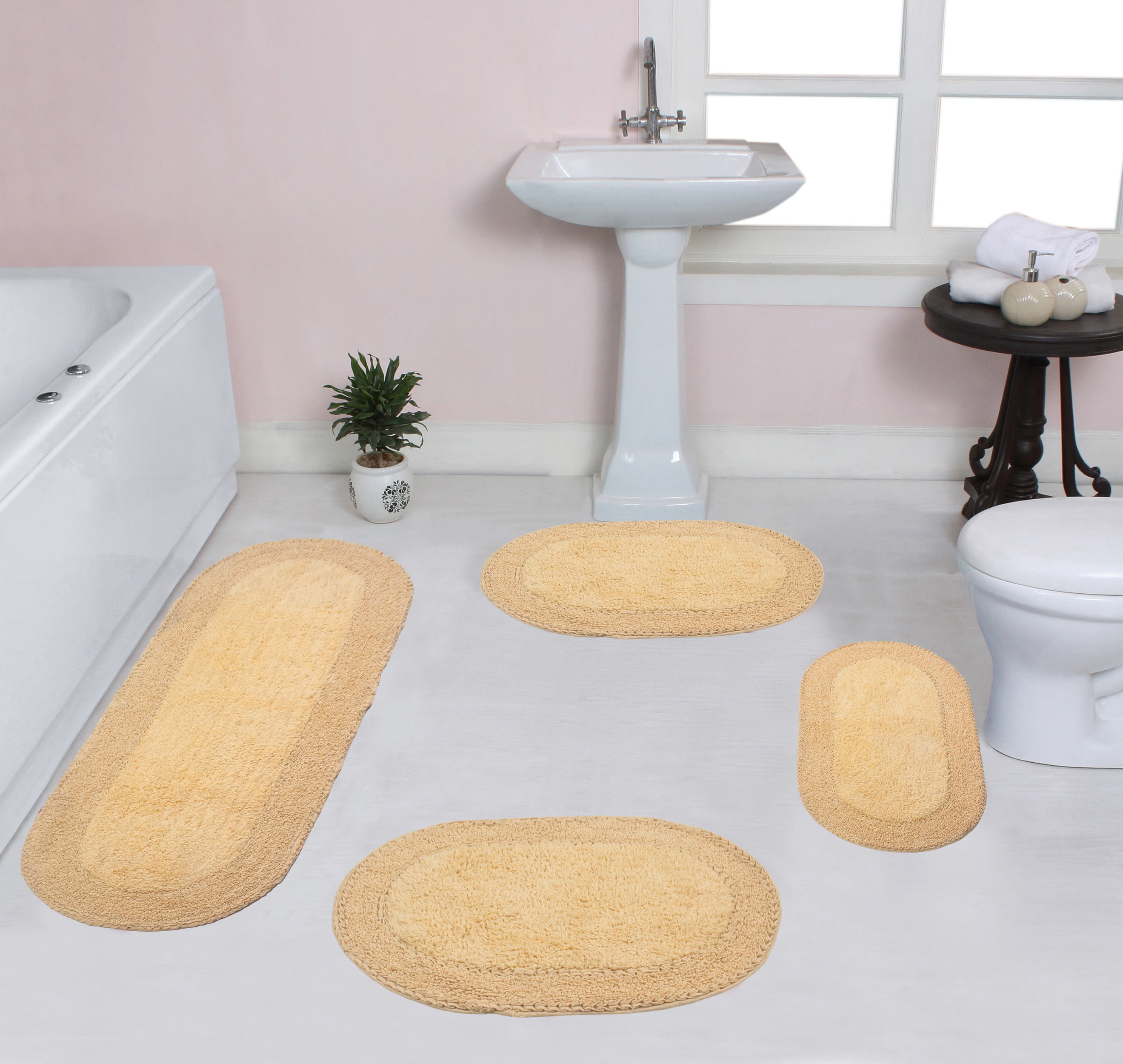 Home Weavers Double Ruffle Collection 100% Cotton Non-Slip Bathroom Rug ...