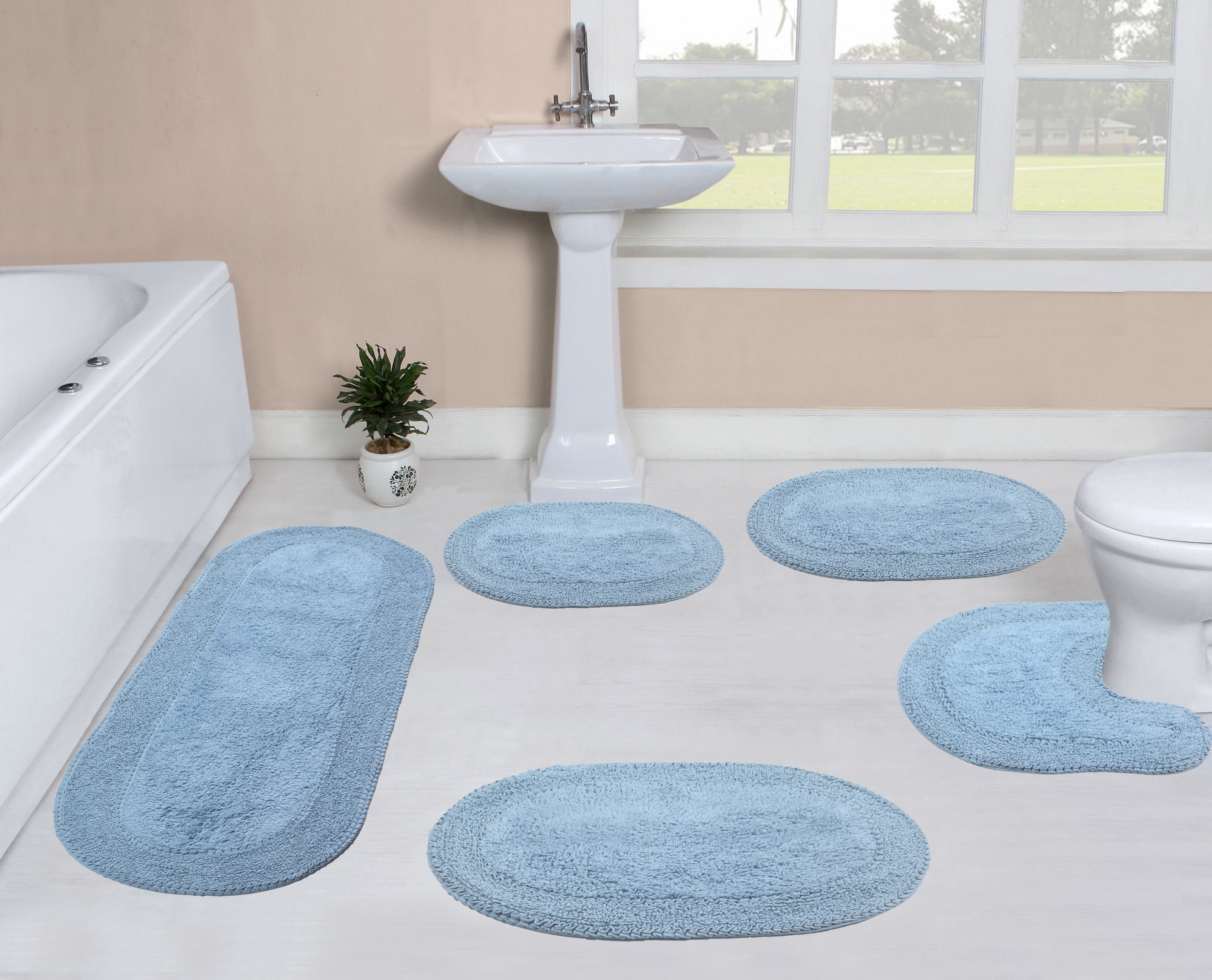 Home Weavers Double Ruffle Collection 100% Cotton Non-Slip Bathroom Rug ...