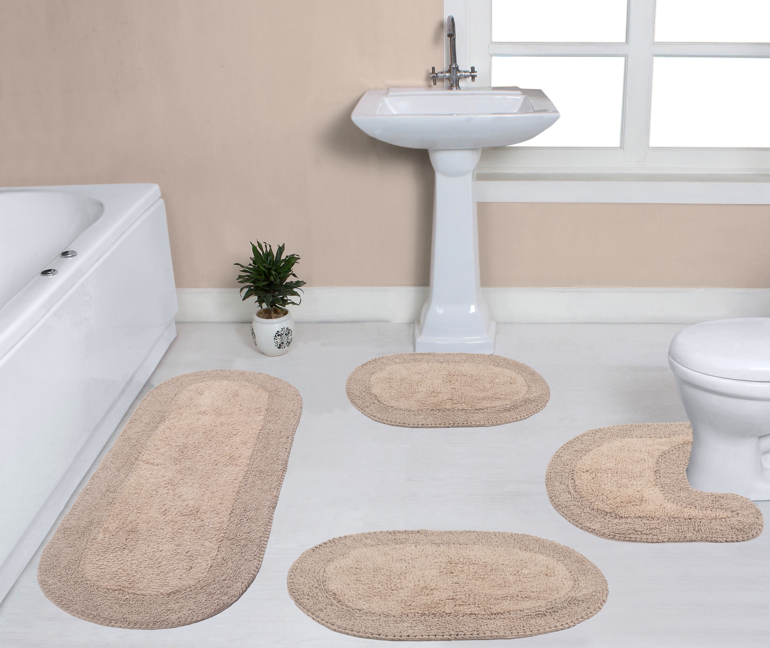 Home Weavers Double Ruffle Collection 100% Cotton Non-Slip Bathroom Rug ...
