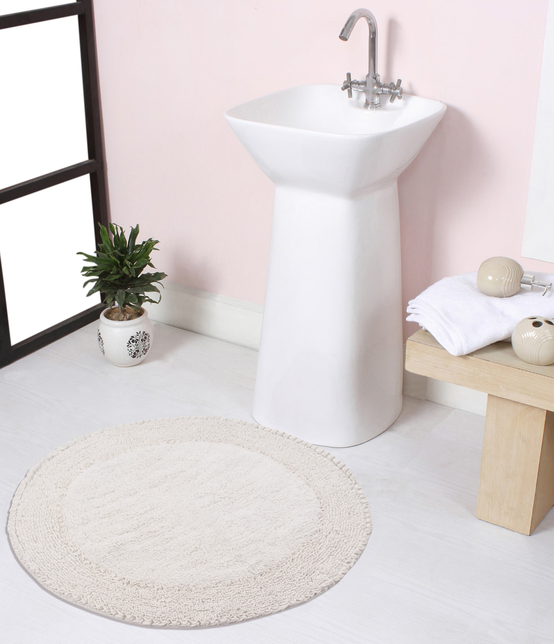 Home Weavers Double Ruffle Collection 100% Cotton Tufted Round Shape ...