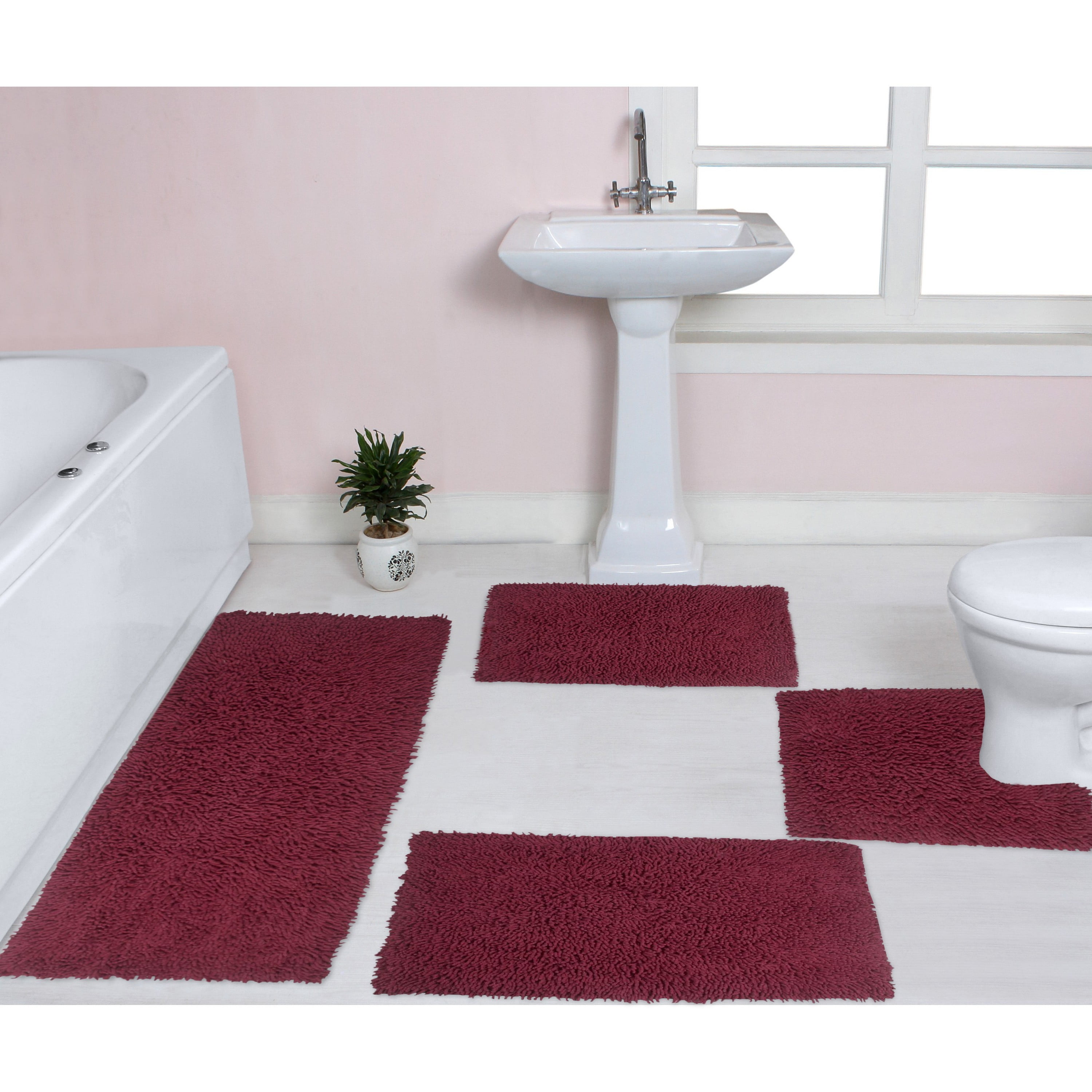 Home Weavers Fantasia Bath Rug 100% Cotton Non-Slip Bathroom Rug Set ...