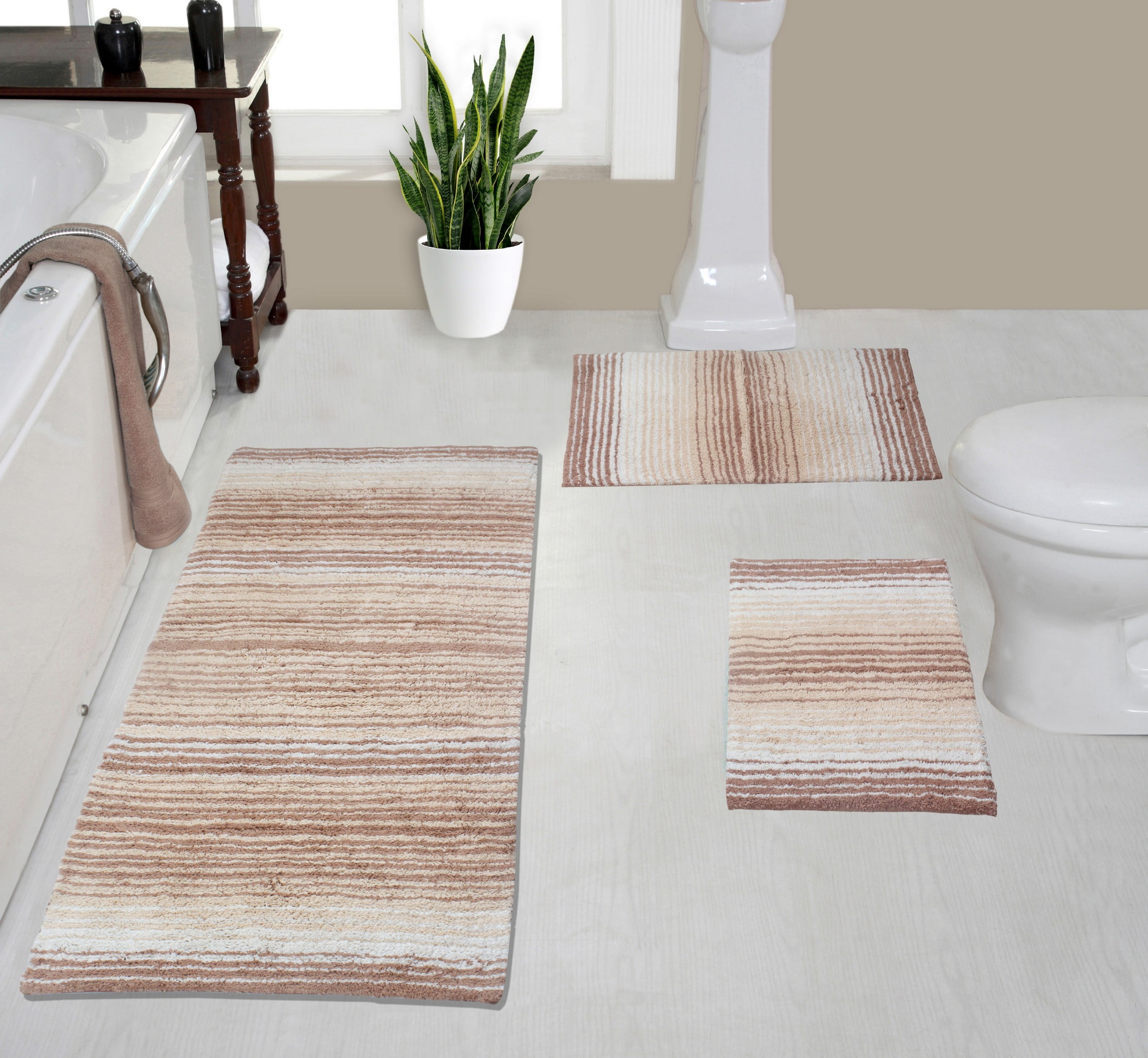 Home Weavers Gradiation Rug Collection 100% Cotton Non-Slip Bathroom ...