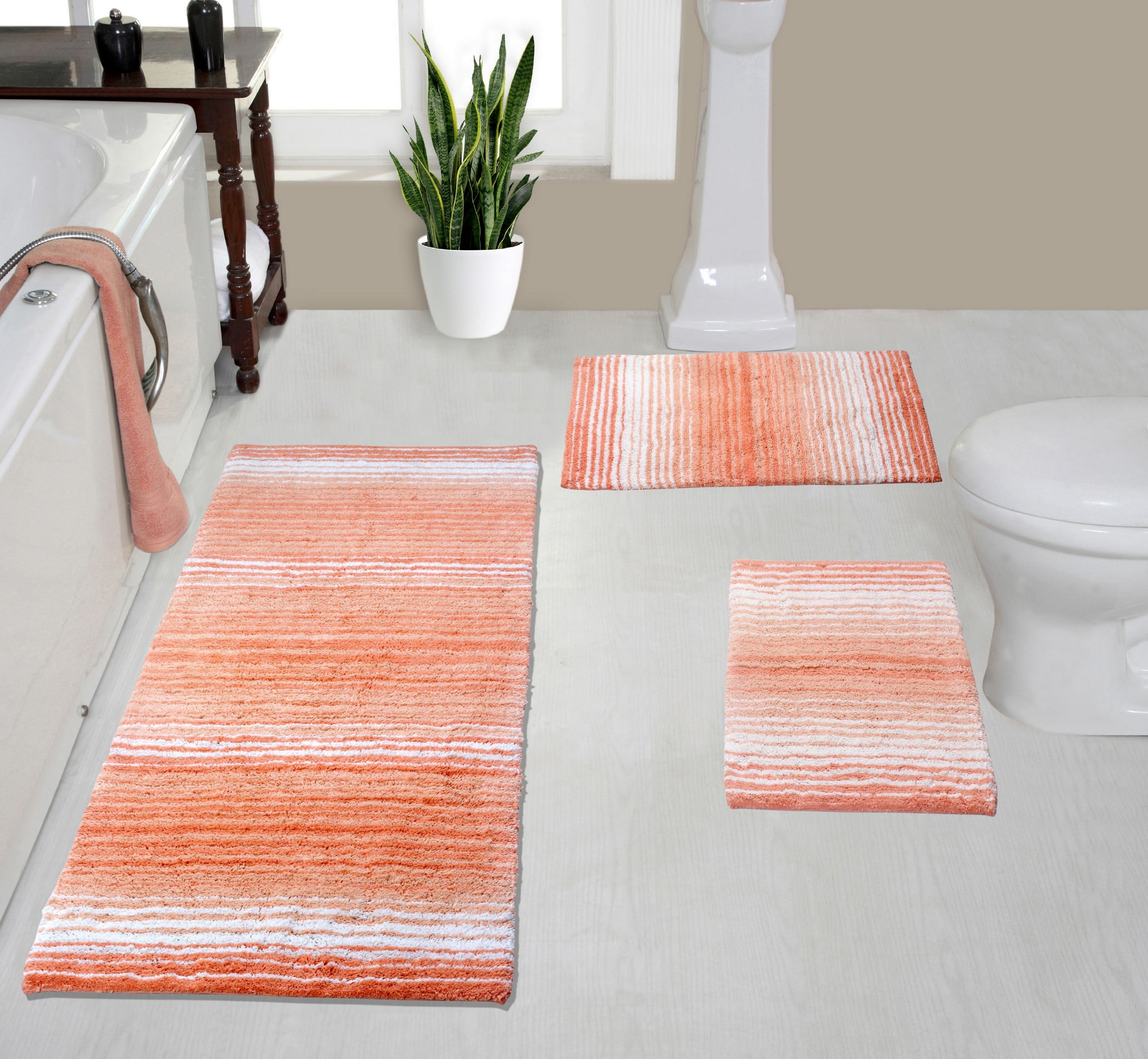 Home Weavers Gradiation Rug Collection 100% Cotton Non-Slip Bathroom ...