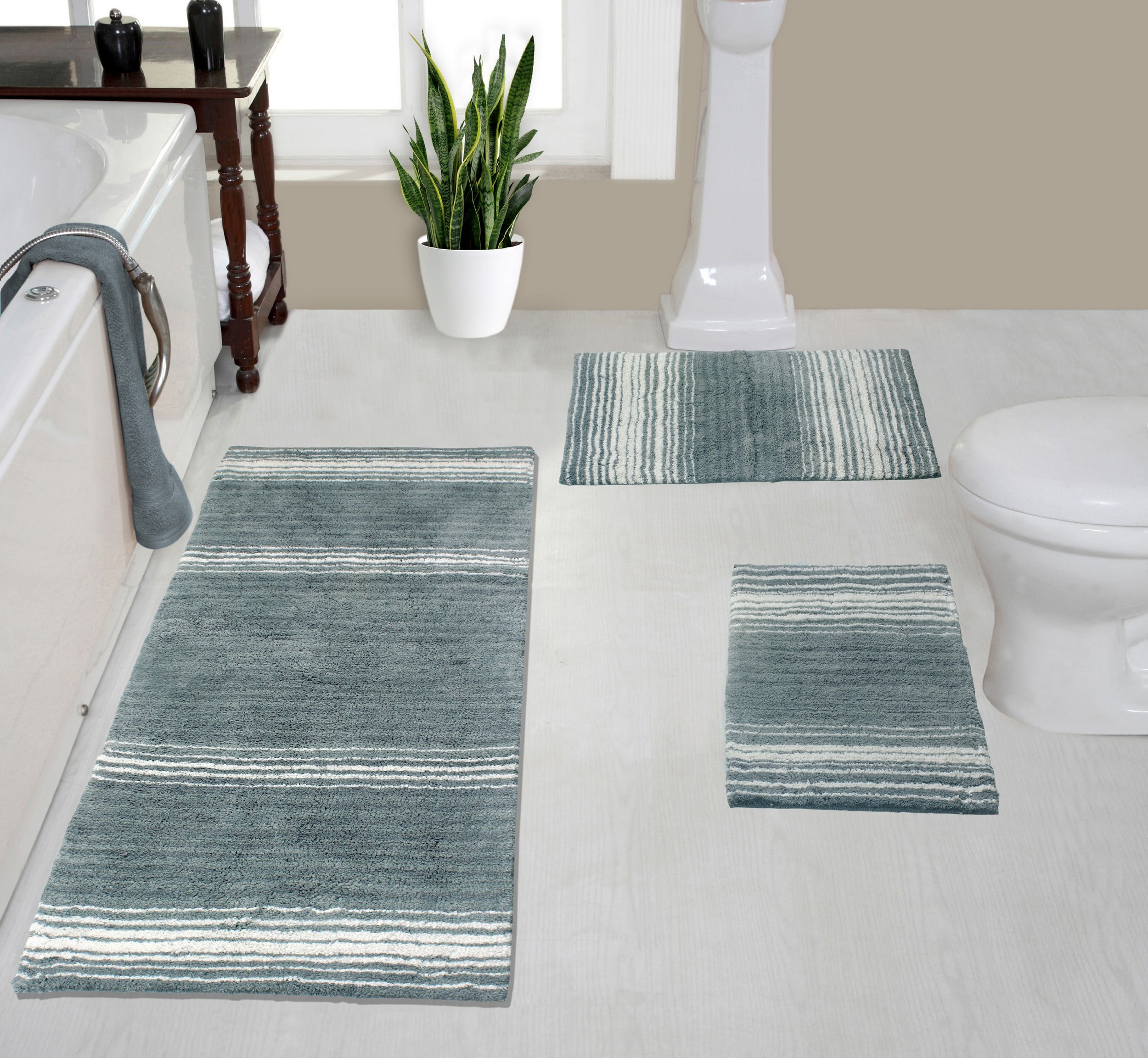 Home Weavers Gradiation Rug Collection 100% Cotton Non-Slip Bathroom ...