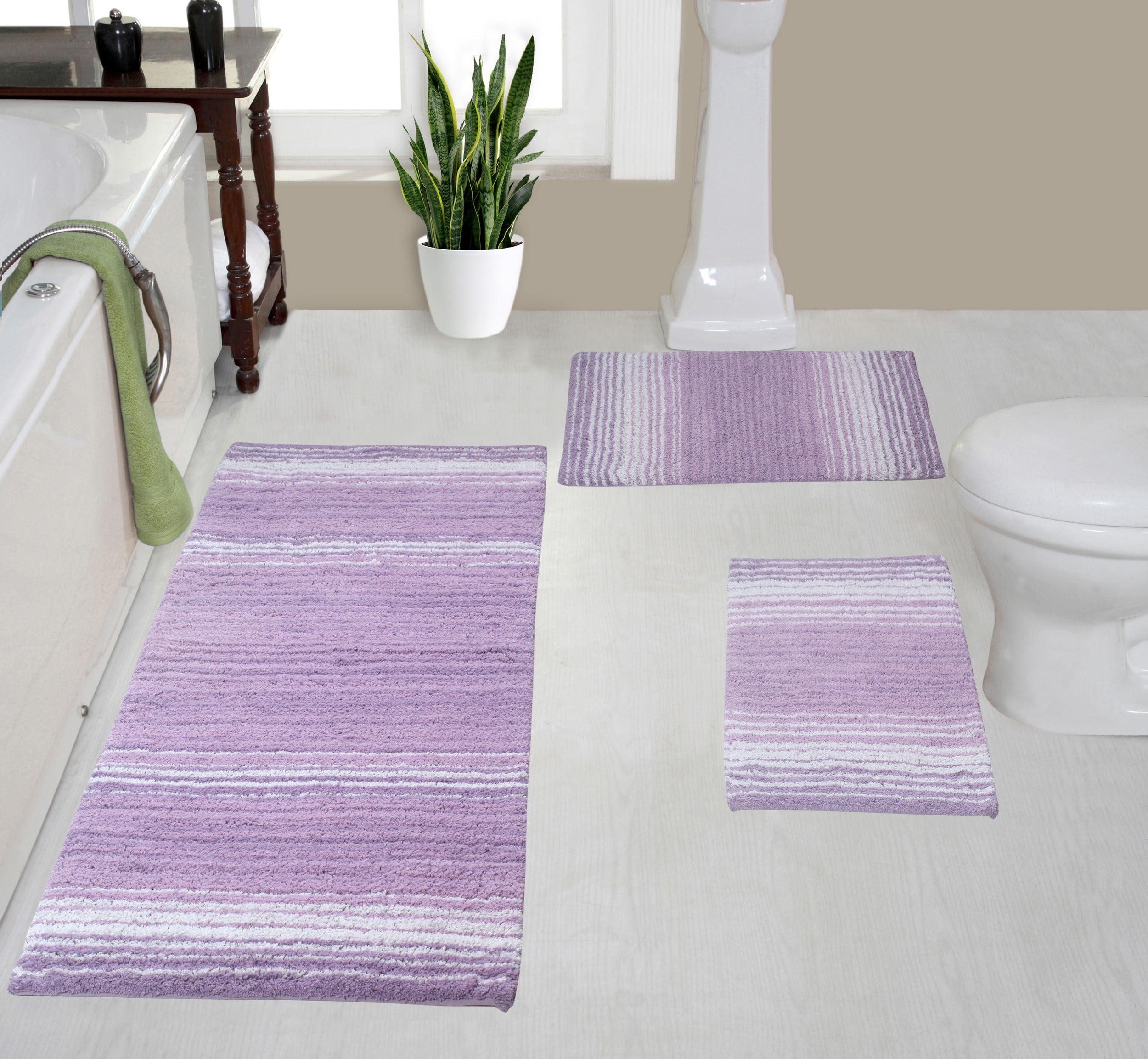 Home Weavers Gradiation Rug Collection 100% Cotton Non-Slip Bathroom ...