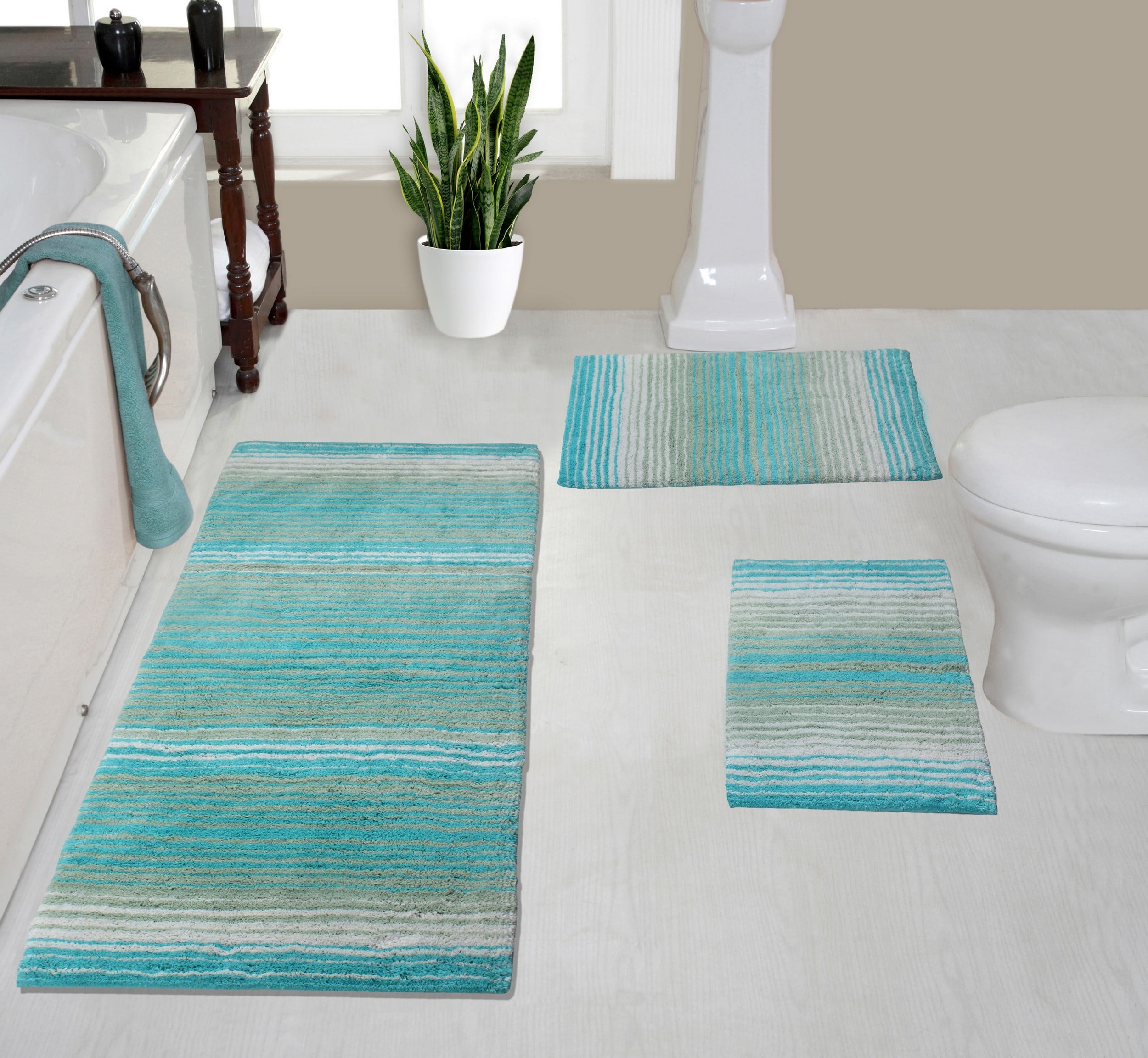Home Weavers Gradiation Rug Collection 100% Cotton Non-Slip Bathroom ...