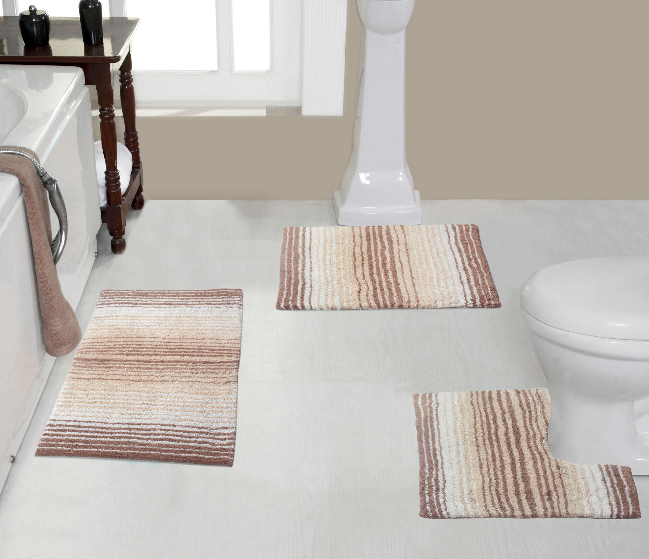 Home Weavers Gradiation Rug Collection 100% Cotton Non-Slip Bathroom ...