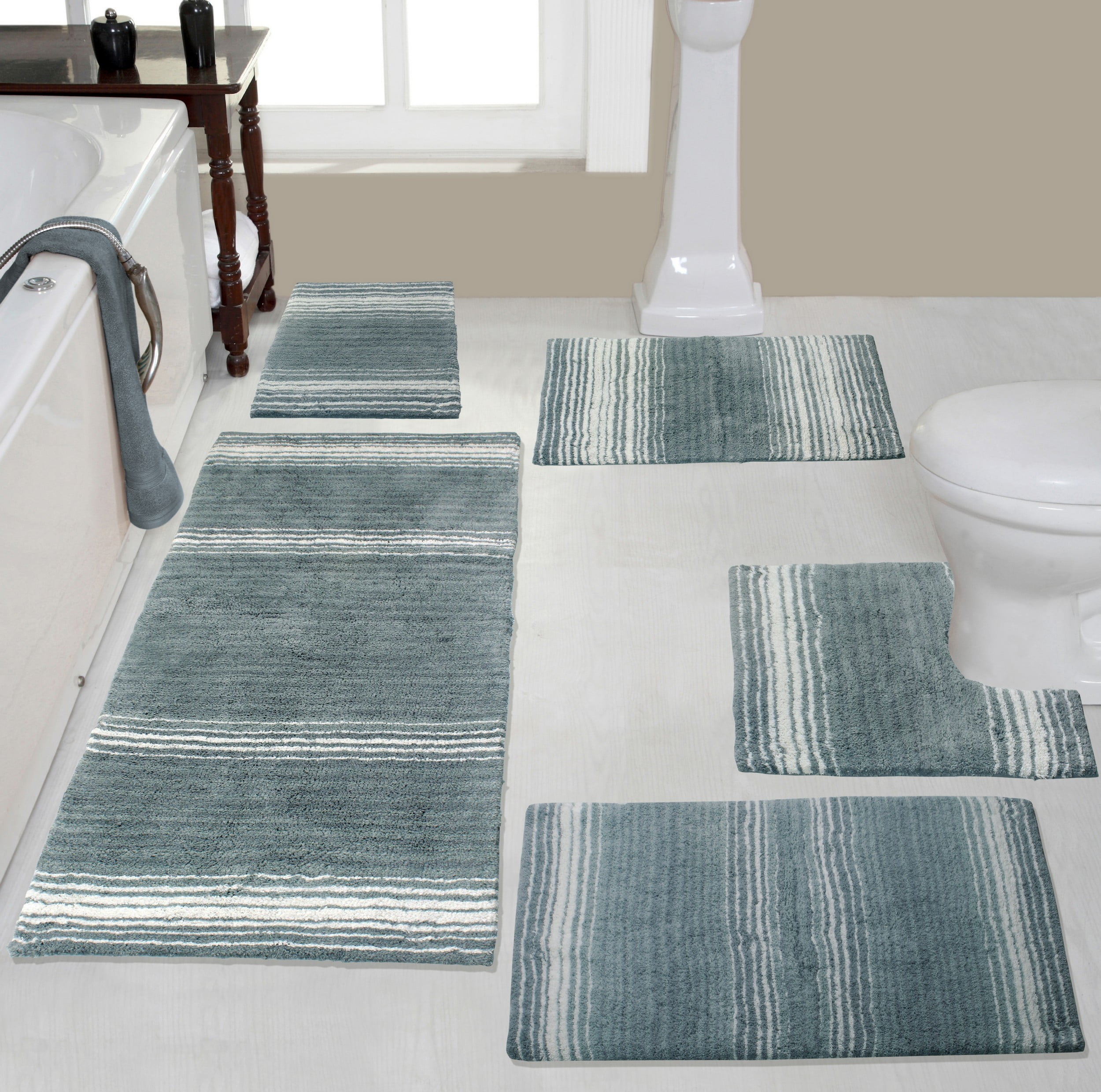 Home Weavers Gradiation Rug Collection 100% Cotton Non-Slip Bathroom ...