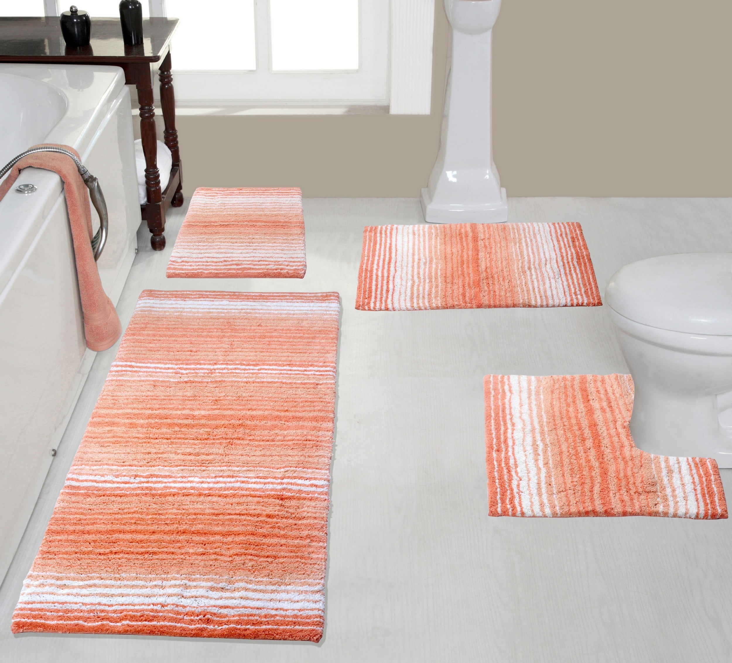 Home Weavers Gradiation Rug Collection 100% Cotton Non-Slip Bathroom ...