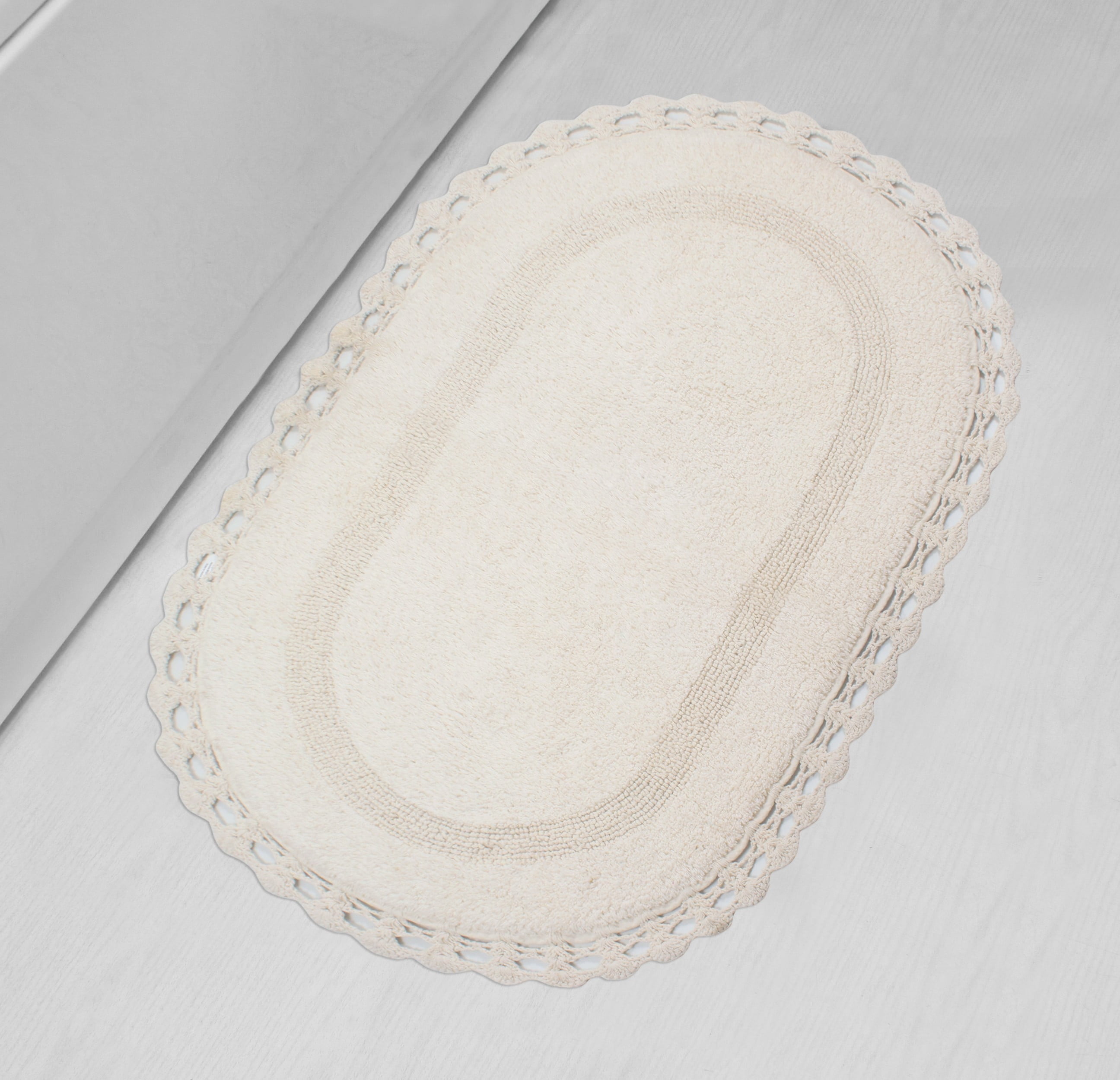 Home Weavers Hampton Crochet Bath Mat 100% Cotton Bathroom Rugs Set ...