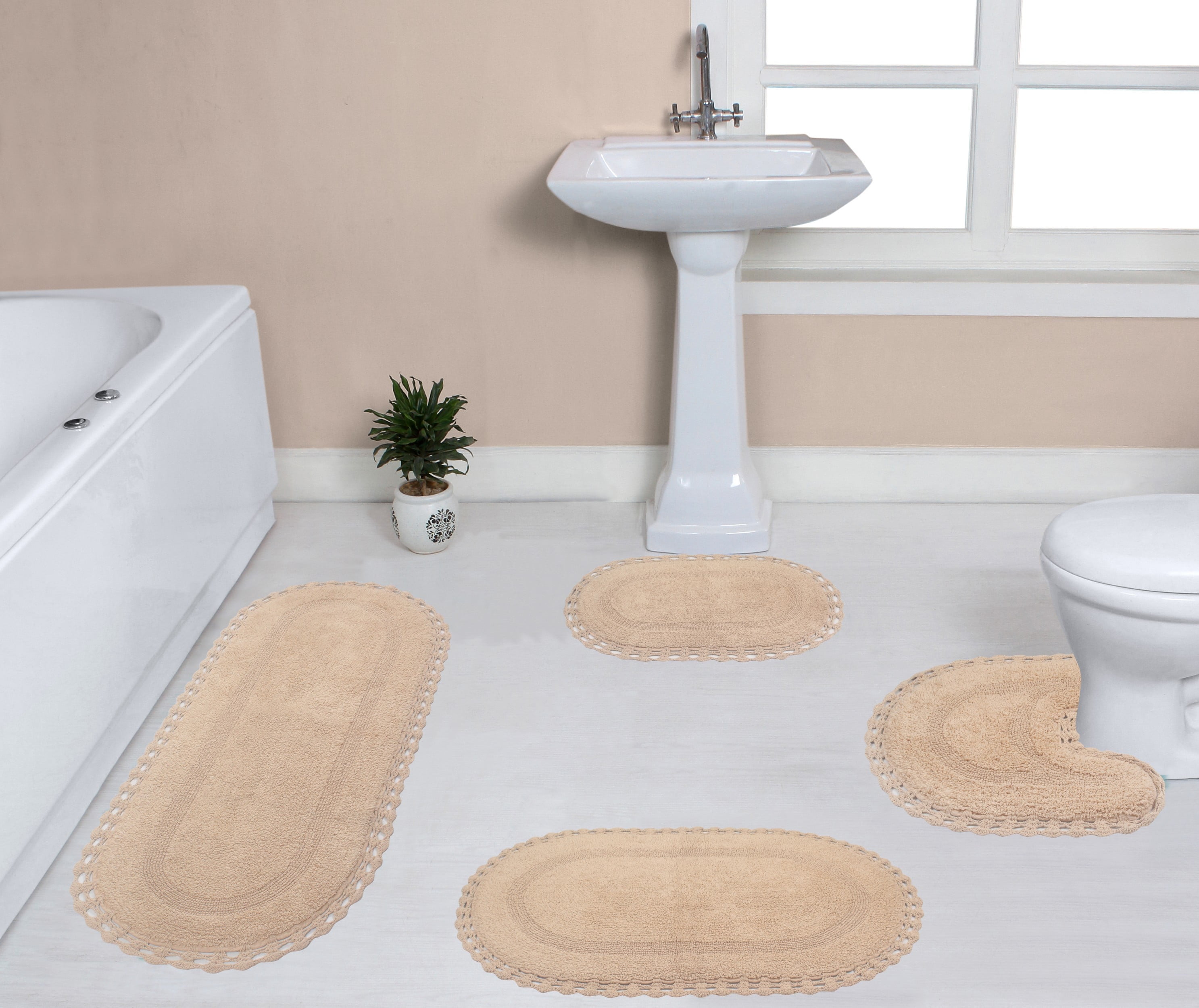 Home Weavers Hampton Crochet Bathmat 100% Cotton Reversible Bathroom ...