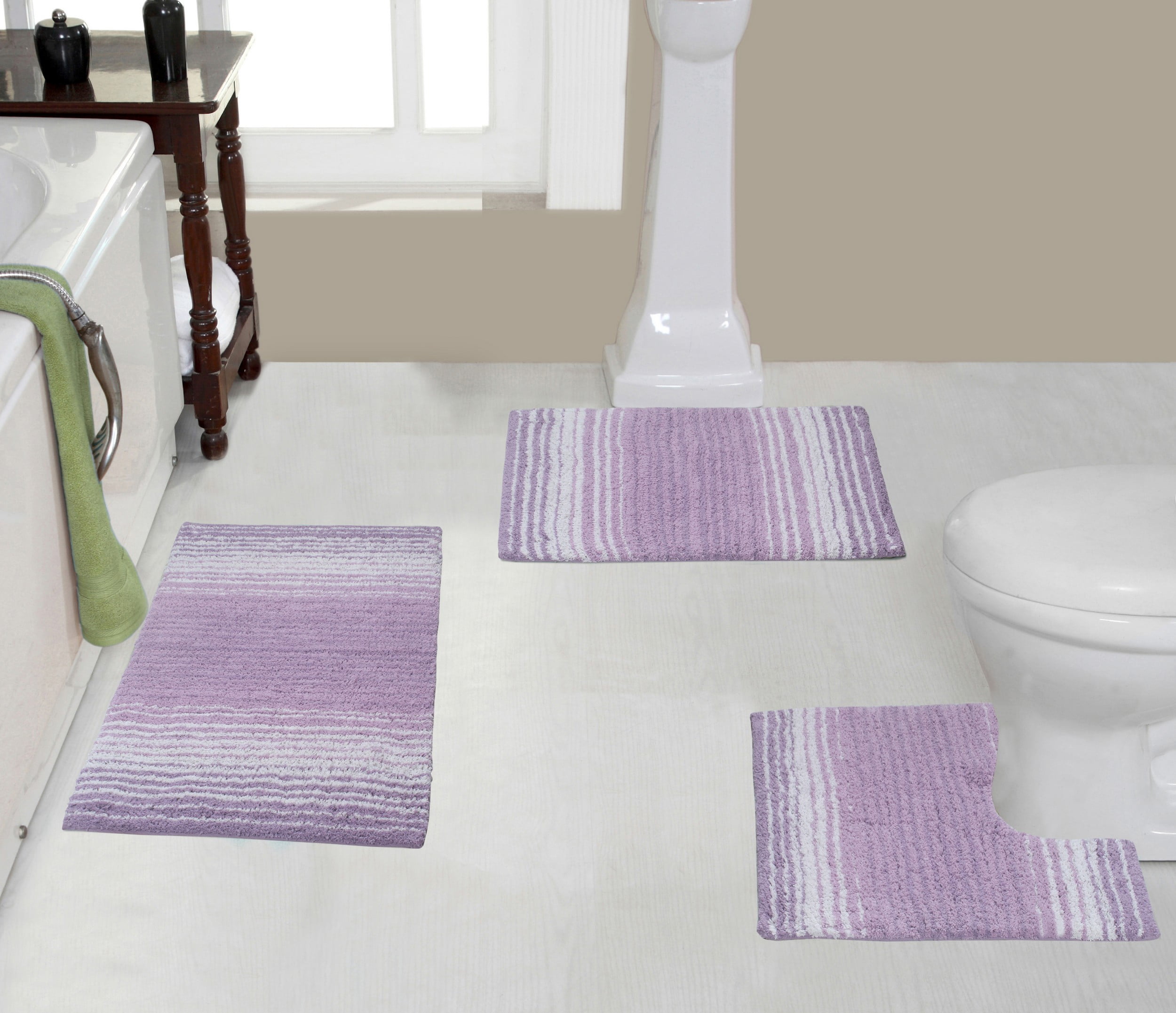 Home Weavers Inc Gradiation Rug Collection 100% Cotton Non-Slip Bath ...