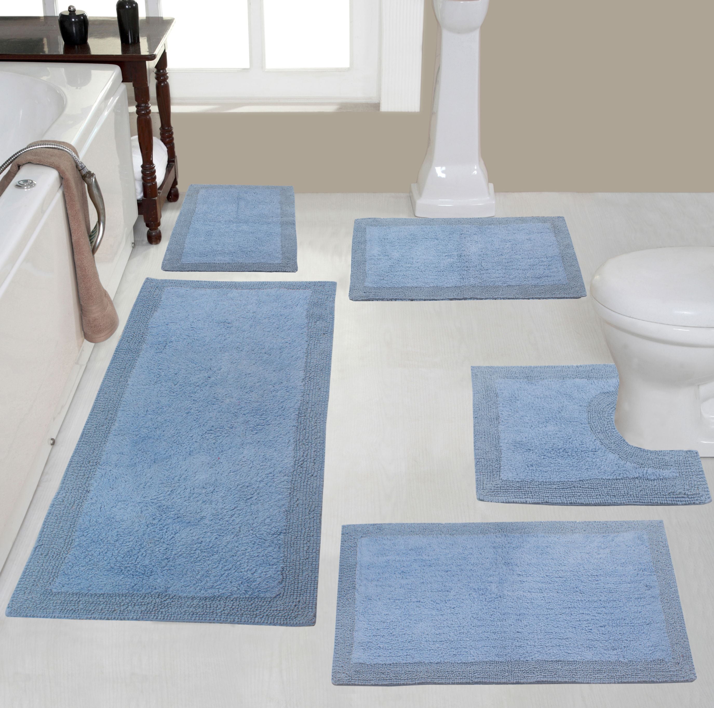 Home Weavers Luxury Collection 100% Cotton Reversible Bathroom Rug Set ...